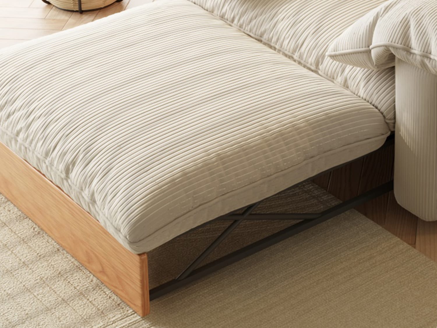 Pasha Modern Design Extension Sofa Bed-Off-White/Blackish Green-210CM ...