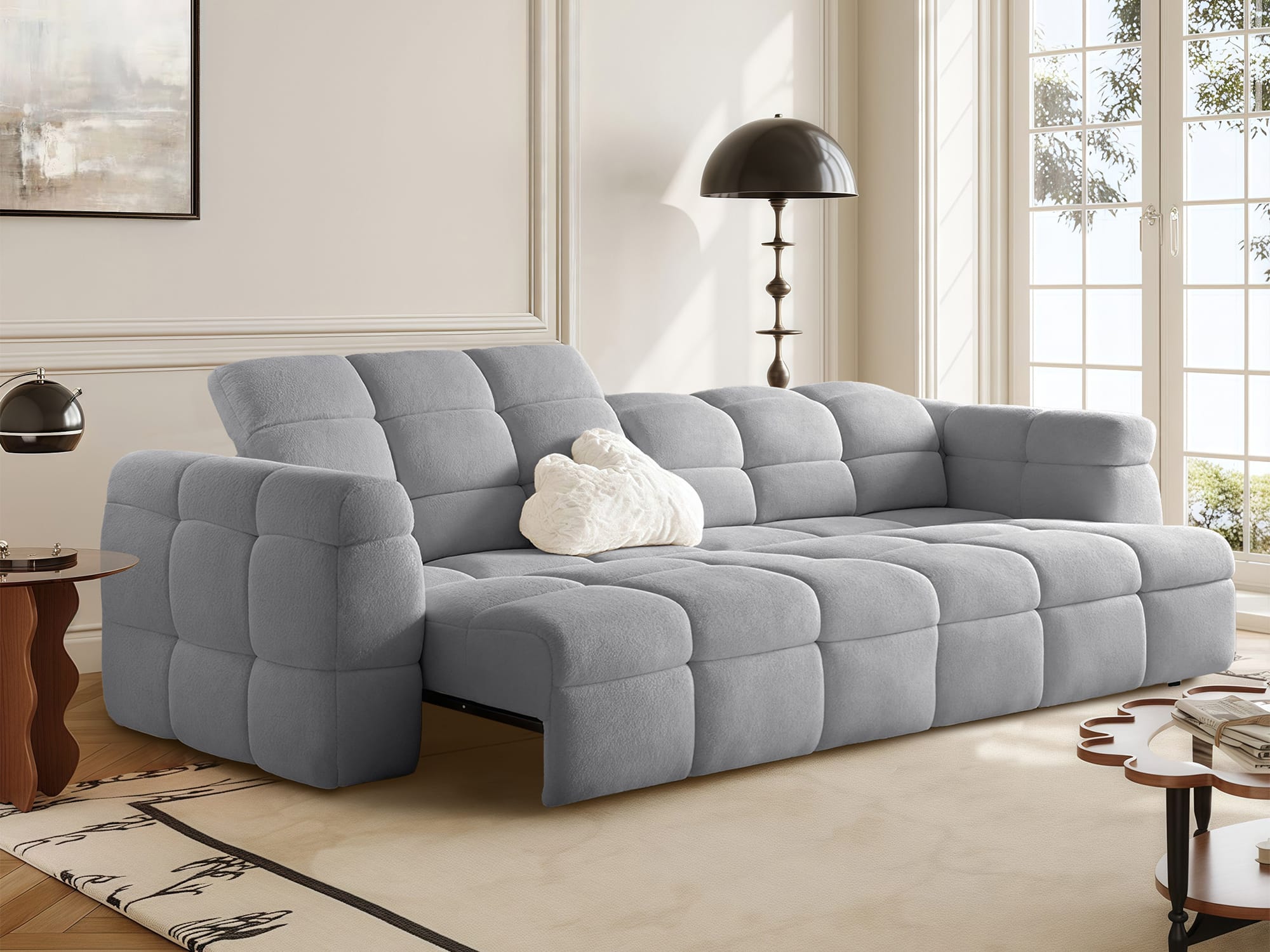 [Smart App Control]Crain Electric Velvet Suede Sofa Bed with Adjustable ...