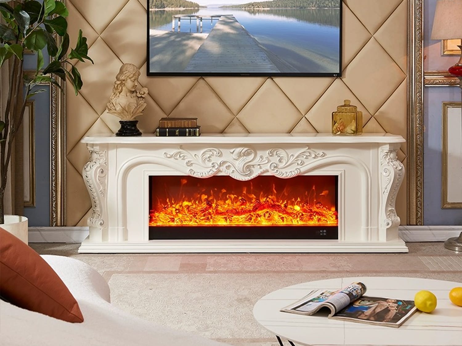 Luray Decorative/Electric Heater Fireplace with LED Optical Artificial ...