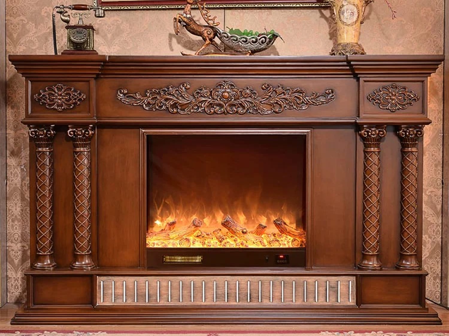 Luray Decorative/Electric Heater Fireplace with LED Optical Artificial ...