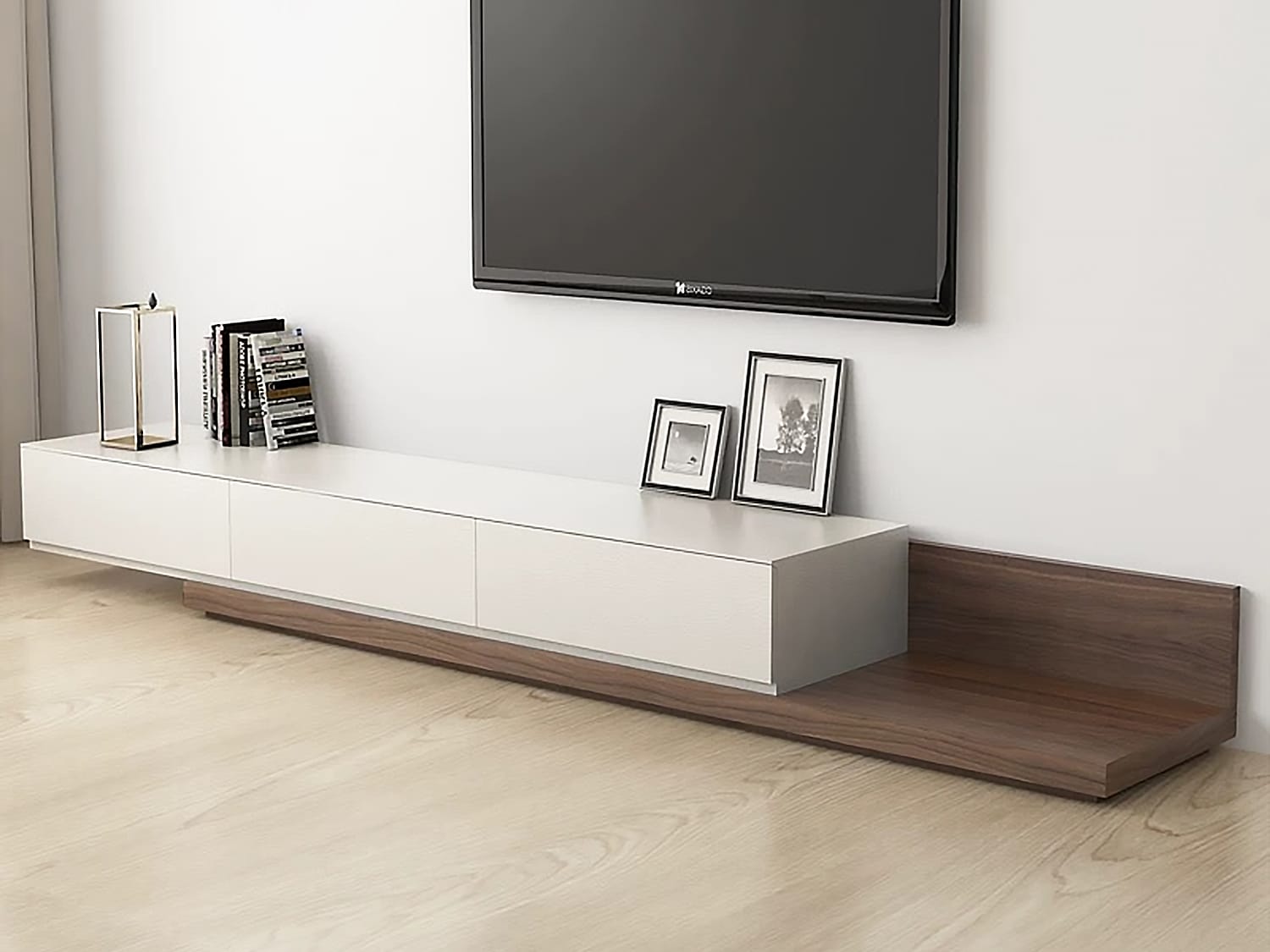 Ootha Minimalist Extendable TV Unit- Black & Walnut/Black/White ...