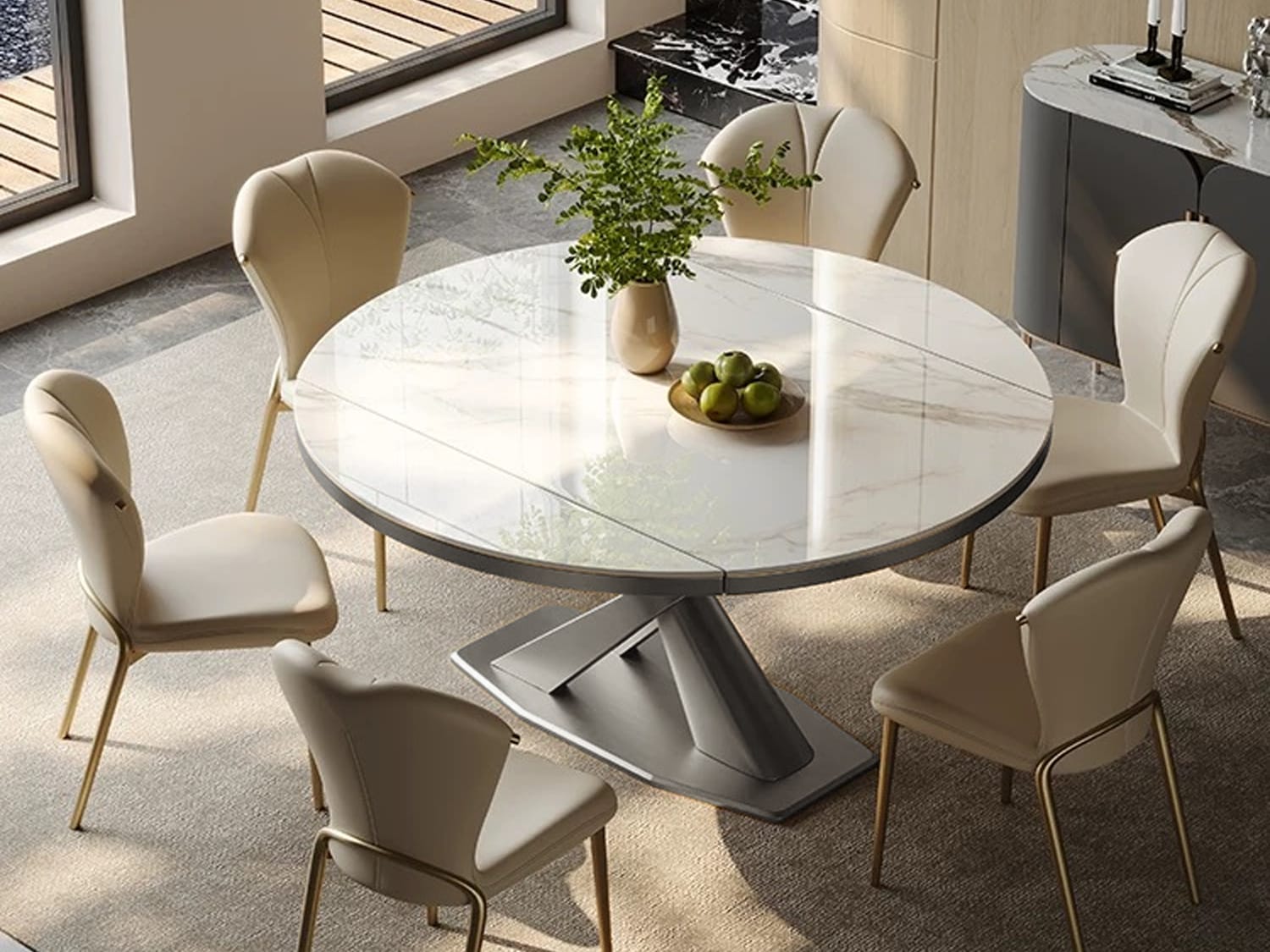 Eaton Extendable Sintered Stone Dining Table-120CM/135CM/150CM | Agape ...