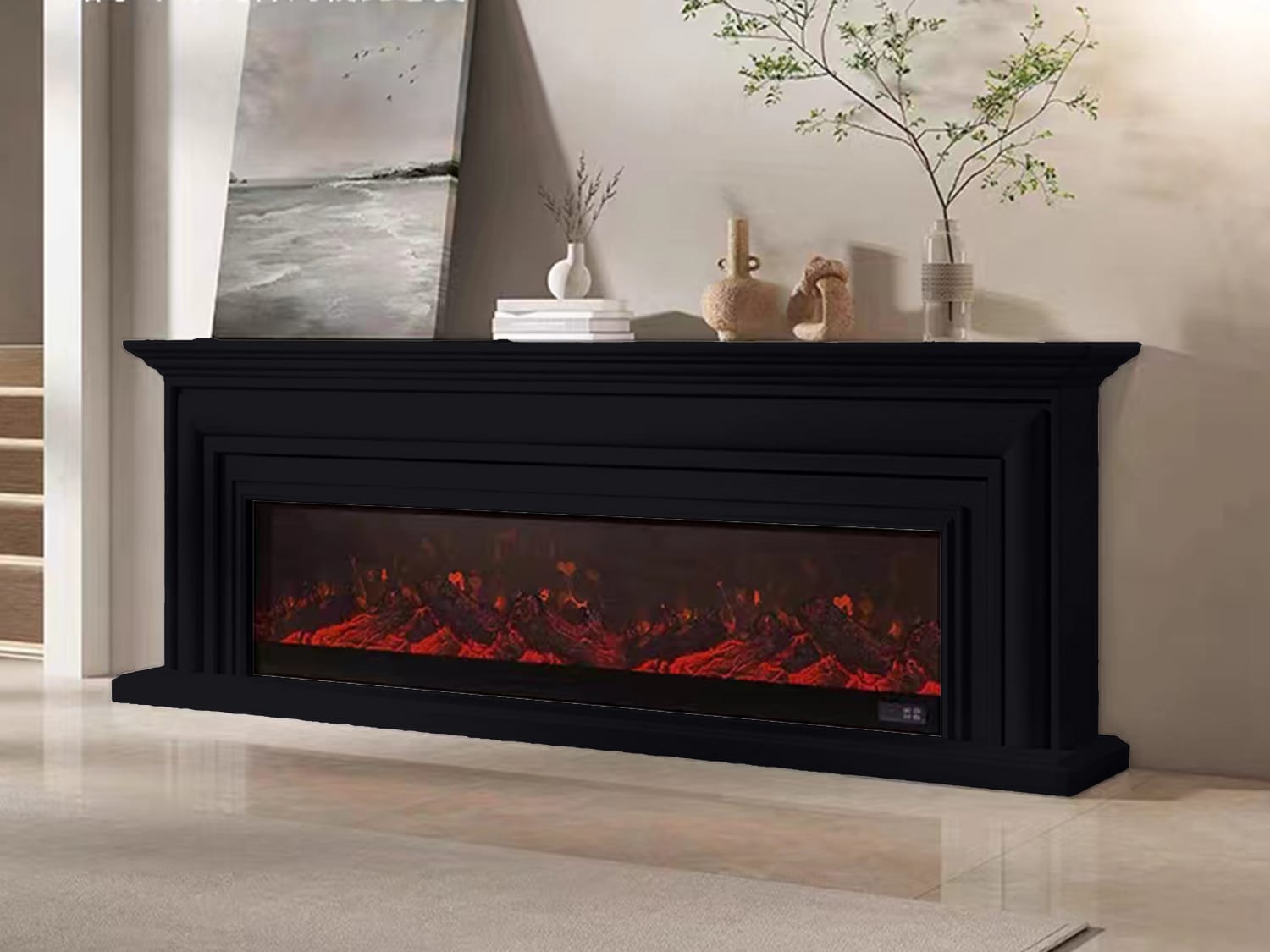 Saturnia Decorative/Electric Heater Fireplace with LED Optical ...