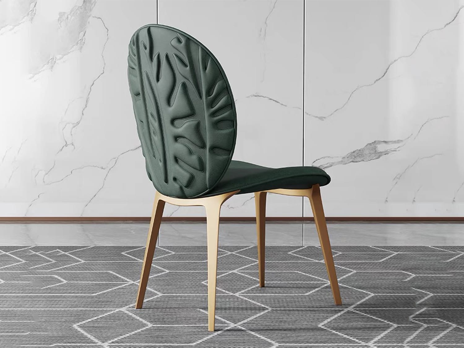 Kalgoorlie Modern Dining Chair-White/Green | Agape Furniture