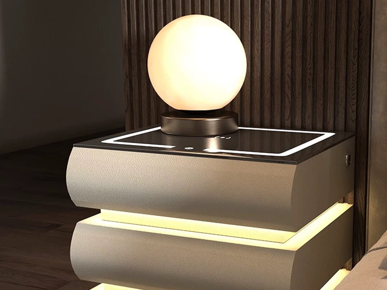 Colo 3 modes Adjustable LED Light with Wireless Charger 3-Drawers ...