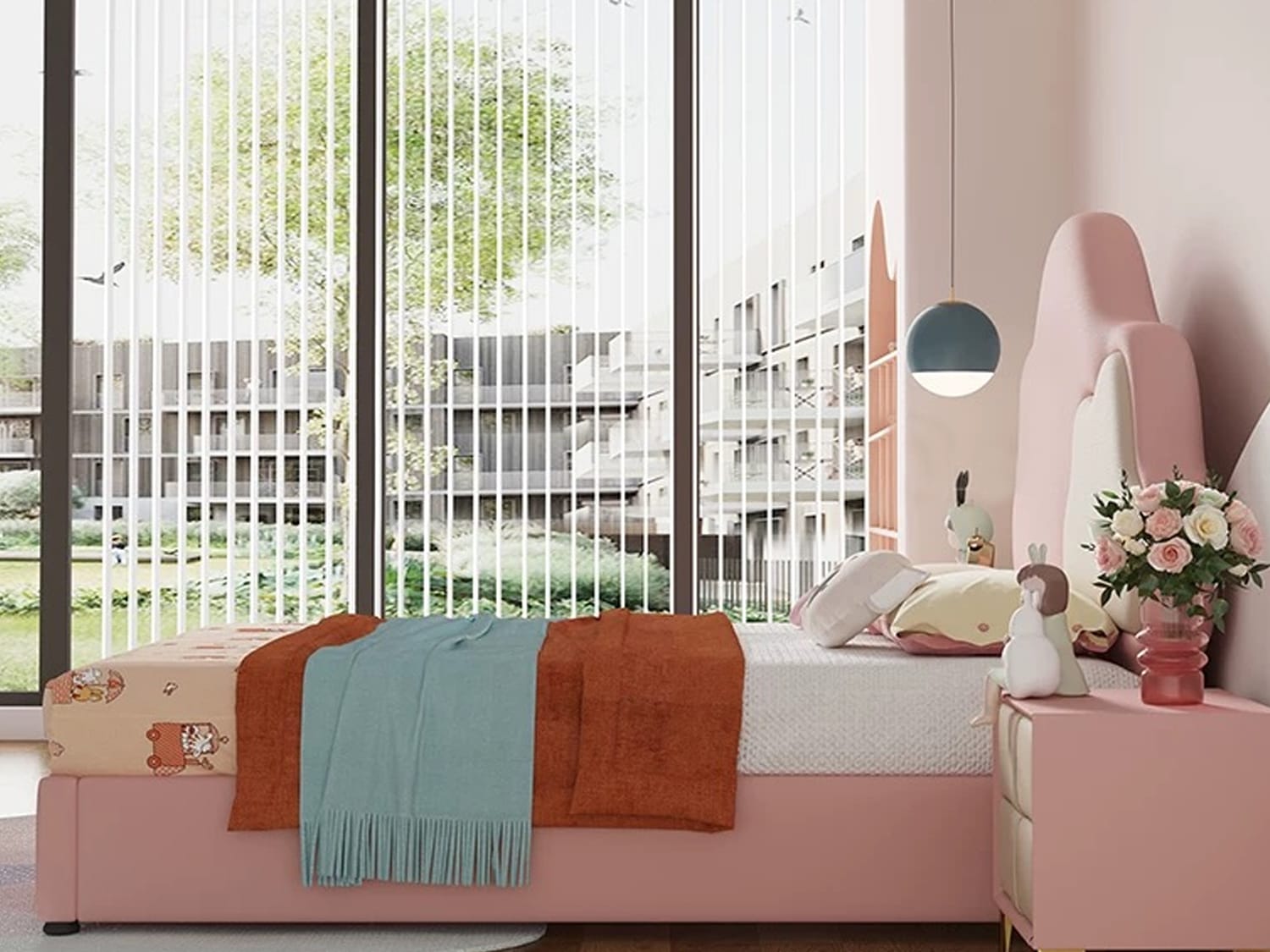 Monroe Cloud Pink Leather Kid’s Bed Frame with -Single/King Single ...