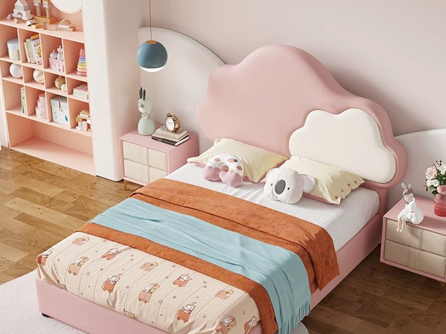 Monroe Cloud Pink Leather Kid’s Bed Frame with -Single/King Single ...