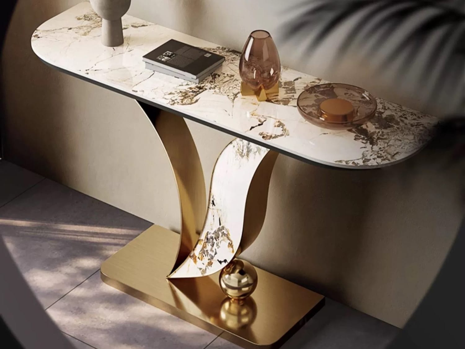 Fortuna Sintered Stone Top Console Table-Gold/Black-120CM/150CM | Agape ...