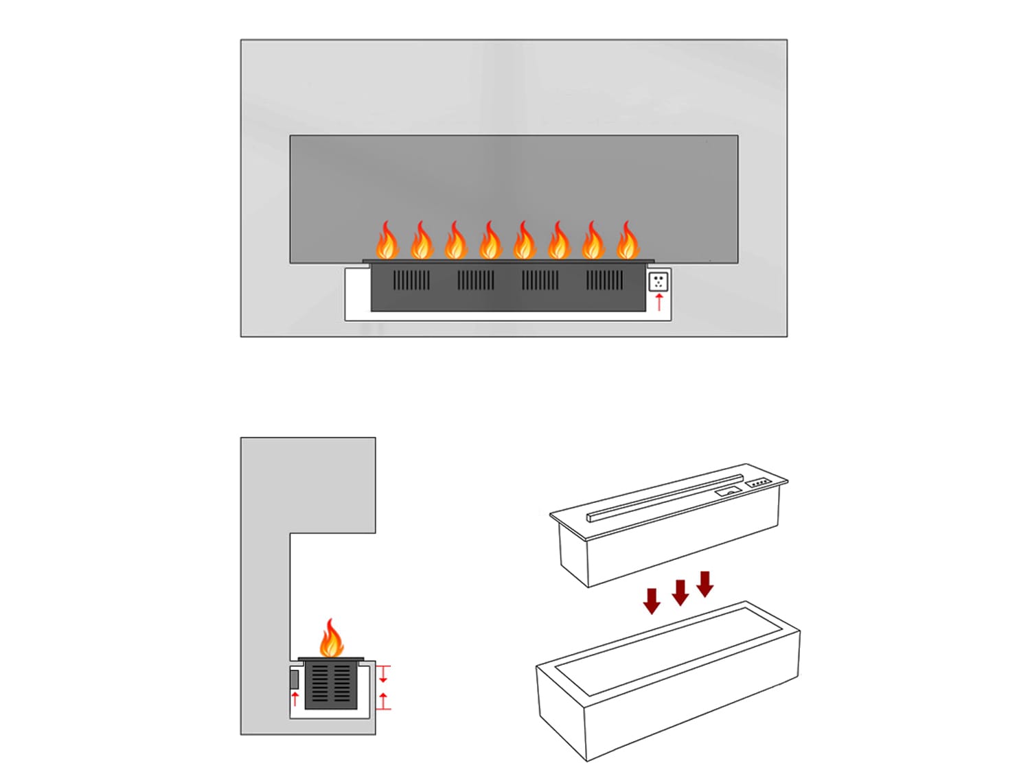 Bells Atomizing fireplace 3D simulation color-changing flame humidifier ...