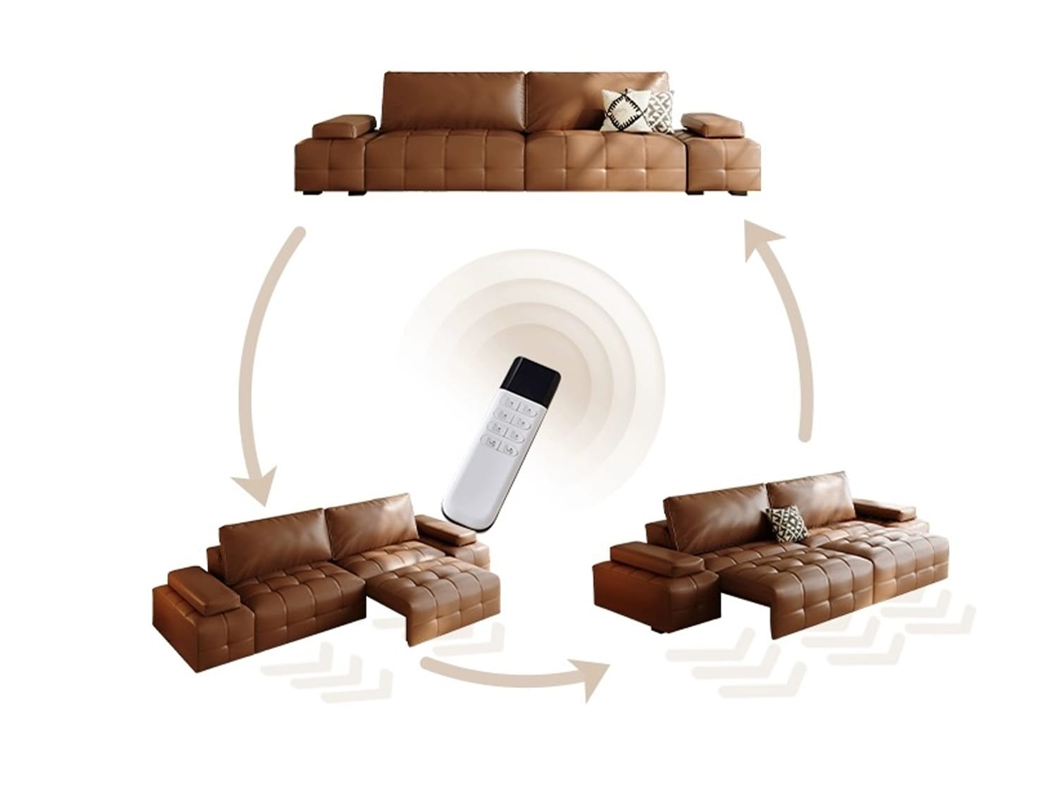 Tonopah Modern Leather Electric Adjustable Sofa Bed-Black/Tan-246CM ...