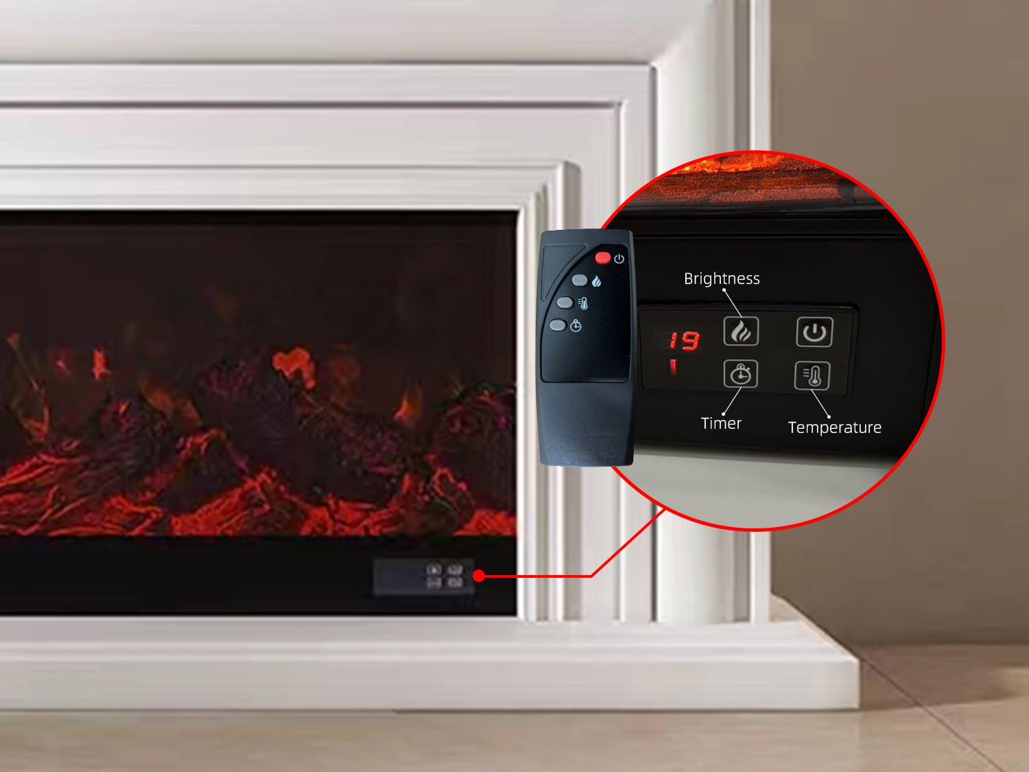 Saturnia Decorative/Electric Heater Fireplace with LED Optical ...