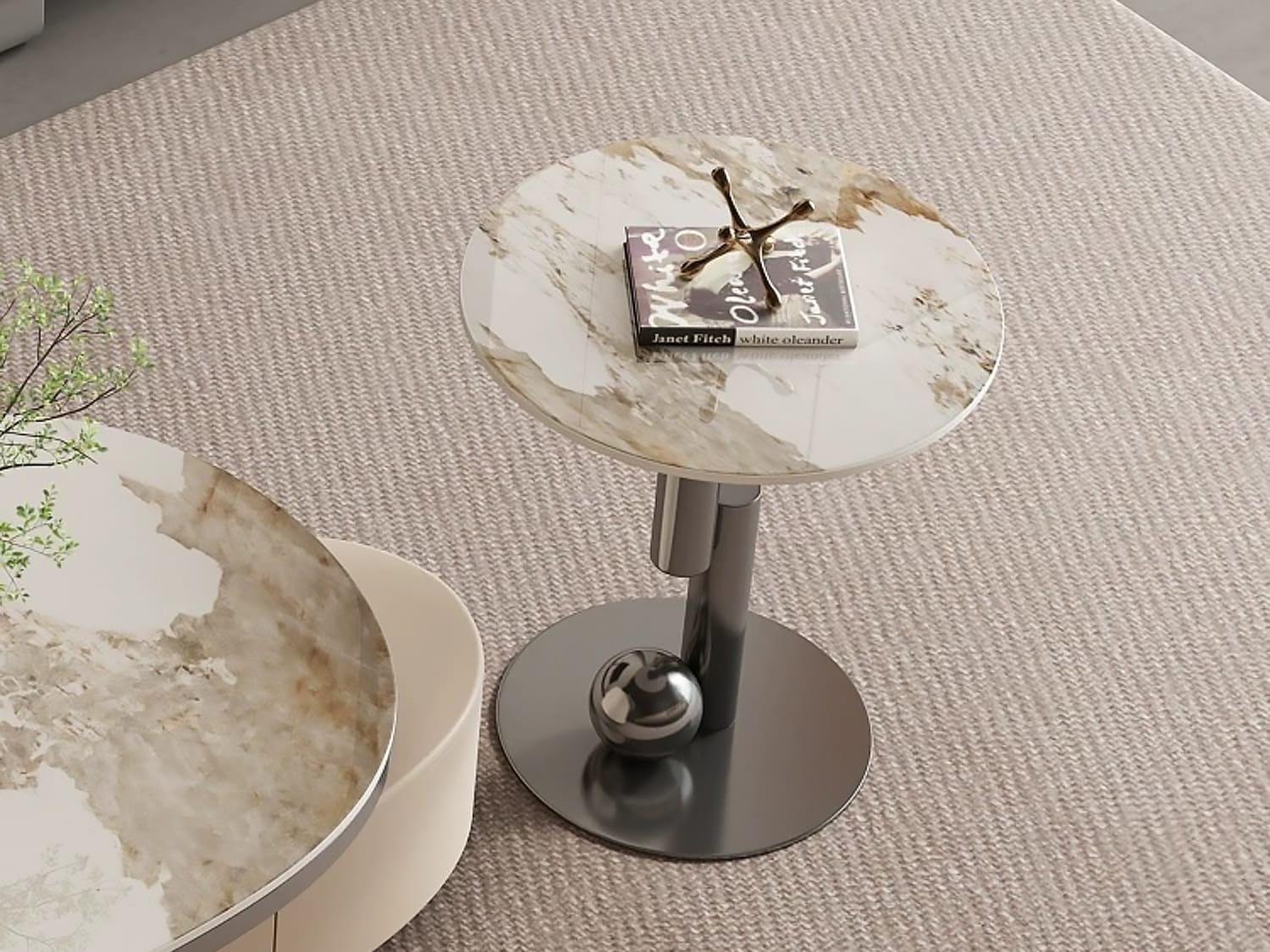 Tarana Marble Sintered Stone Storage Coffee Table/With Side Table ...