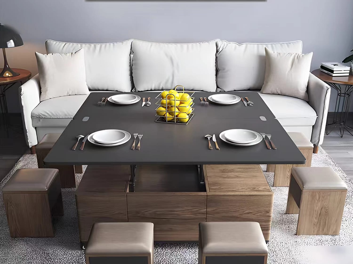 Pedley Modern Small Stool-White/Grey/White&Black | Agape Furniture