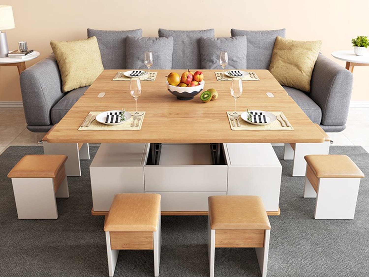 Pedley Modern Small Stool-White/Grey/White&Black | Agape Furniture