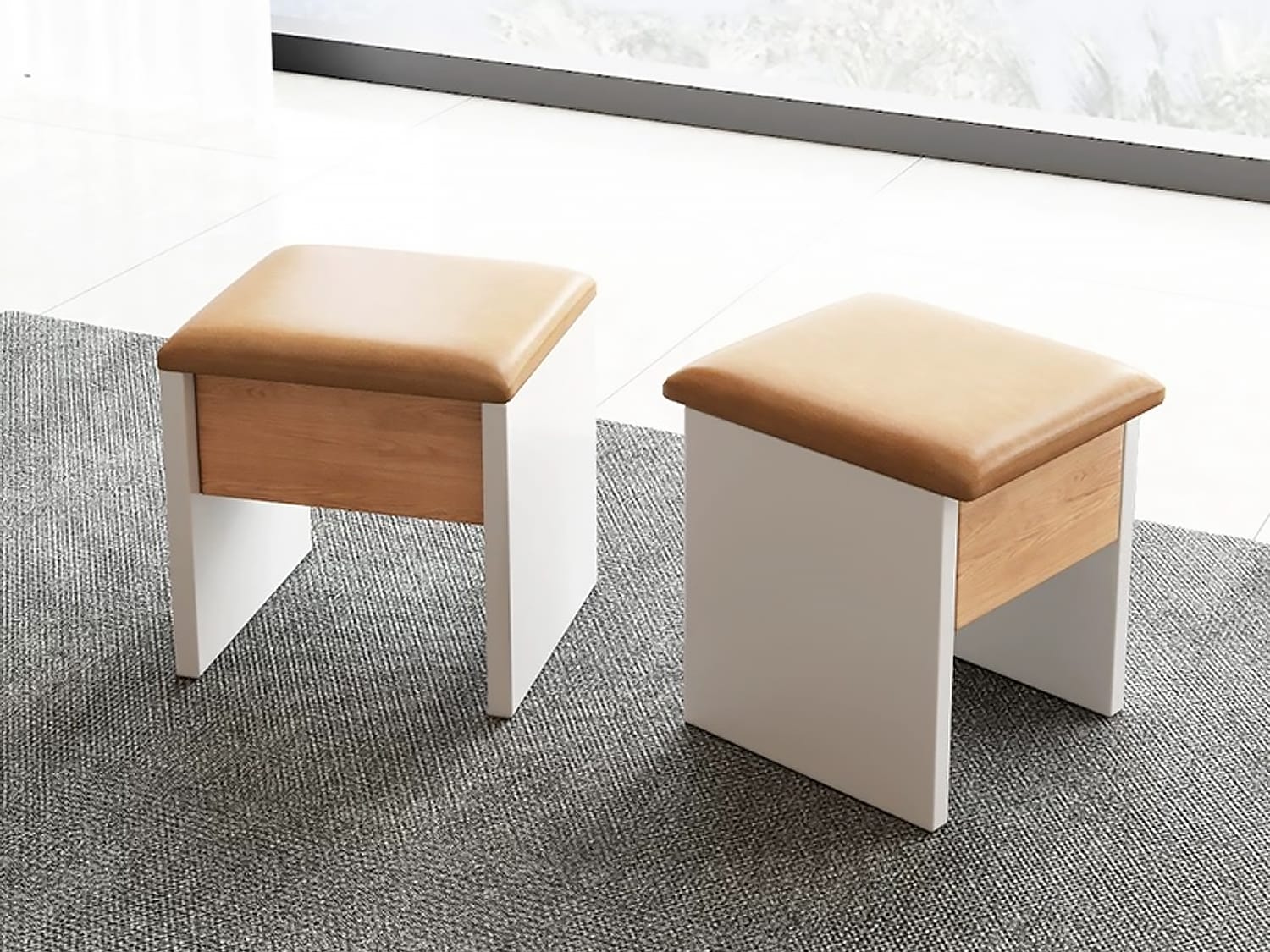 Pedley Modern Small Stool-White/Grey/White&Black | Agape Furniture