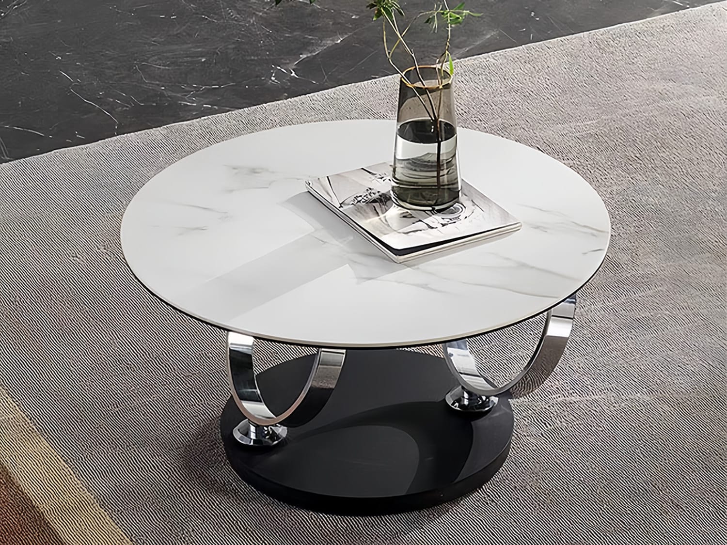 Choctaw Swivel Coffee Table-Silver/Gold | Agape Furniture