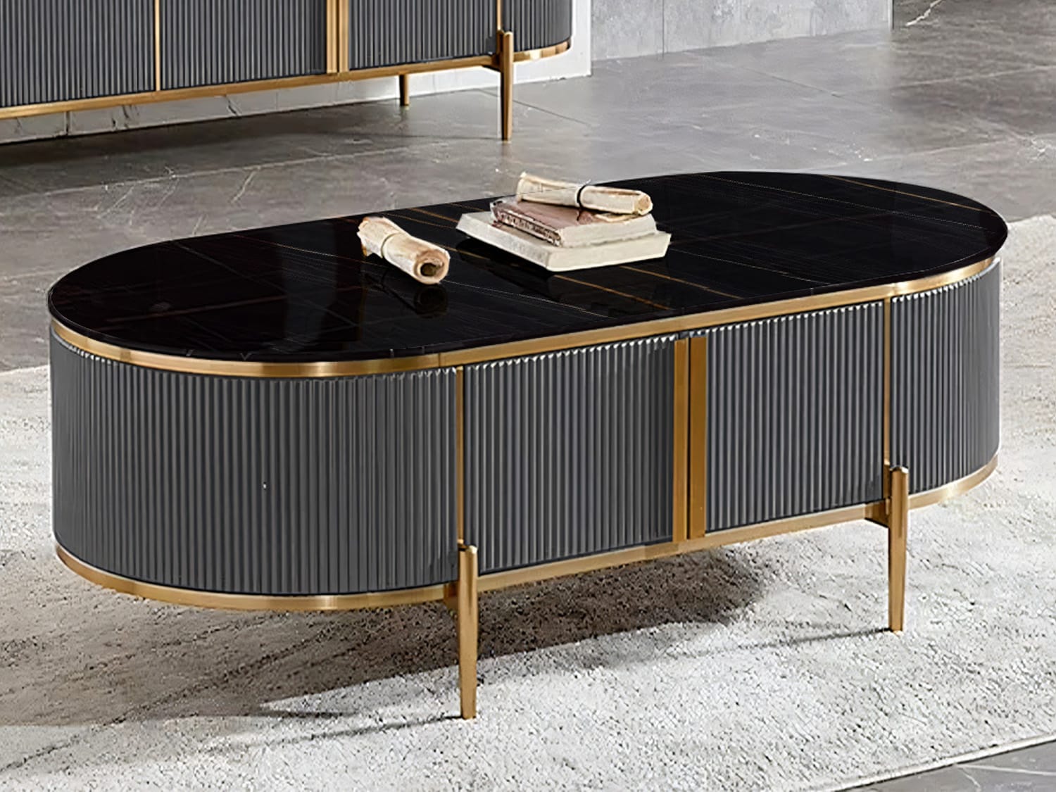 March Marble Sintered Stone Coffee Table-Black/Green/Grey/White | Agape ...