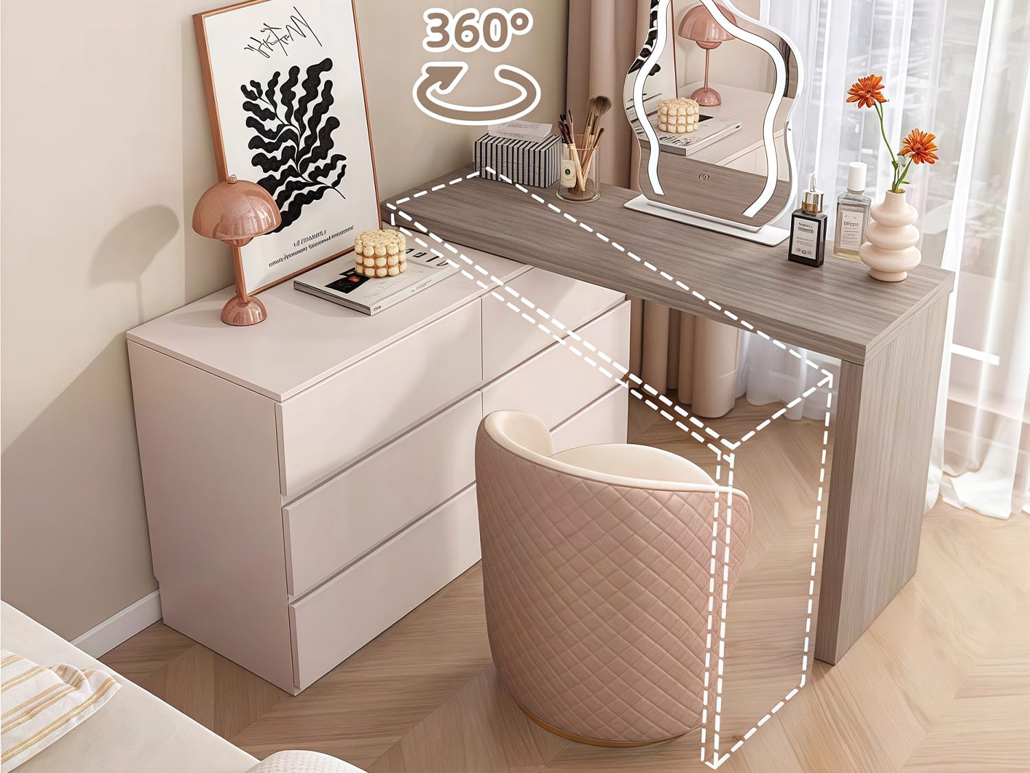 Hobby Modern Extendable Dressing Table-With LED Mirror/Without LED ...