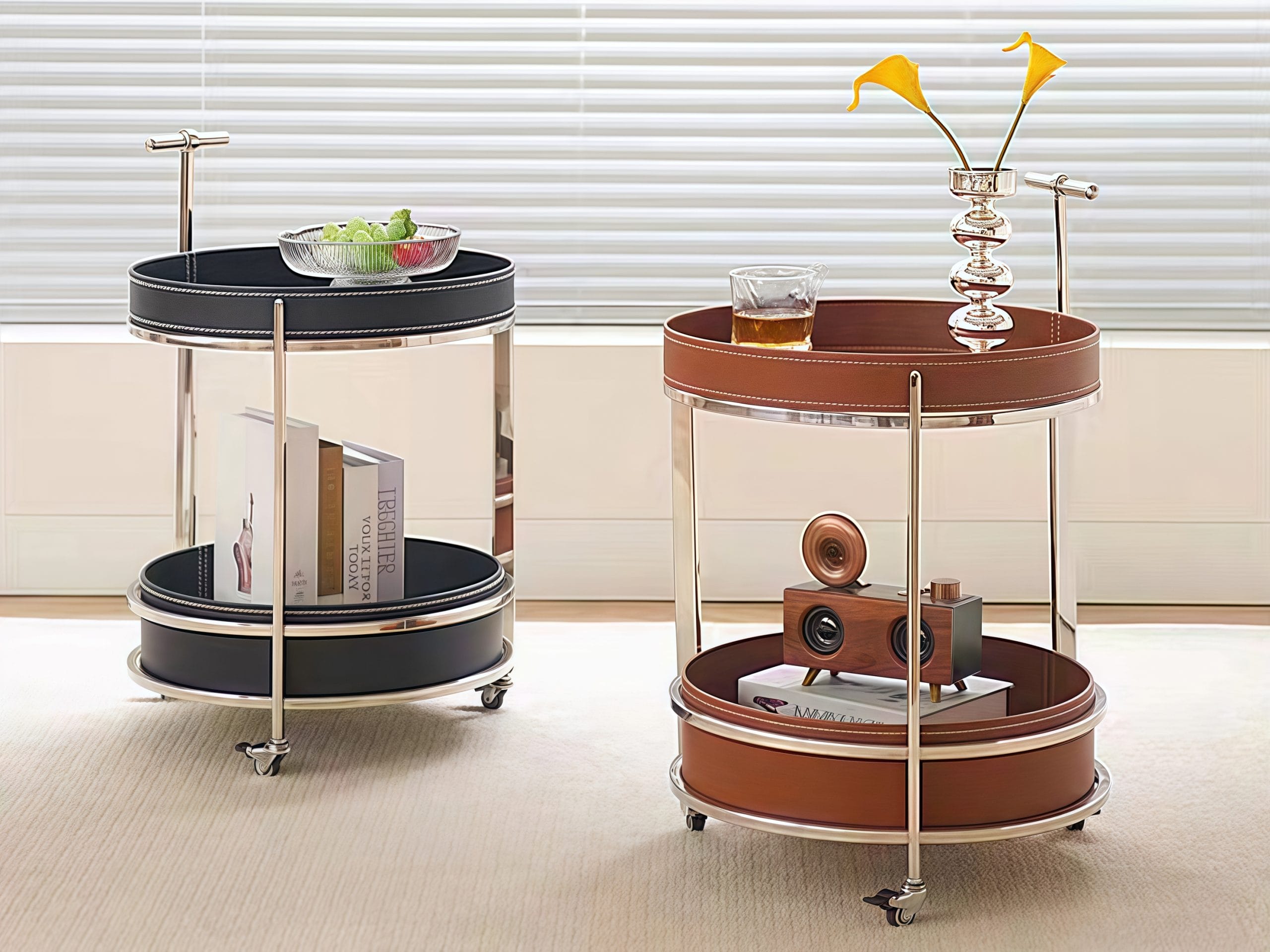 Shidler Luxury Moveable Stainless Steel Side Table | Agape Furniture