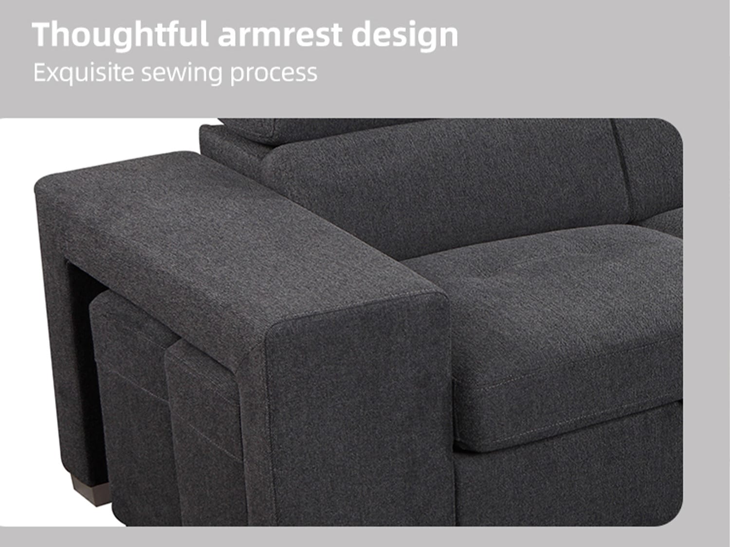 Bellini Left/Right Chaise Cotton and linen fabric Sofa bed with Ottoman ...