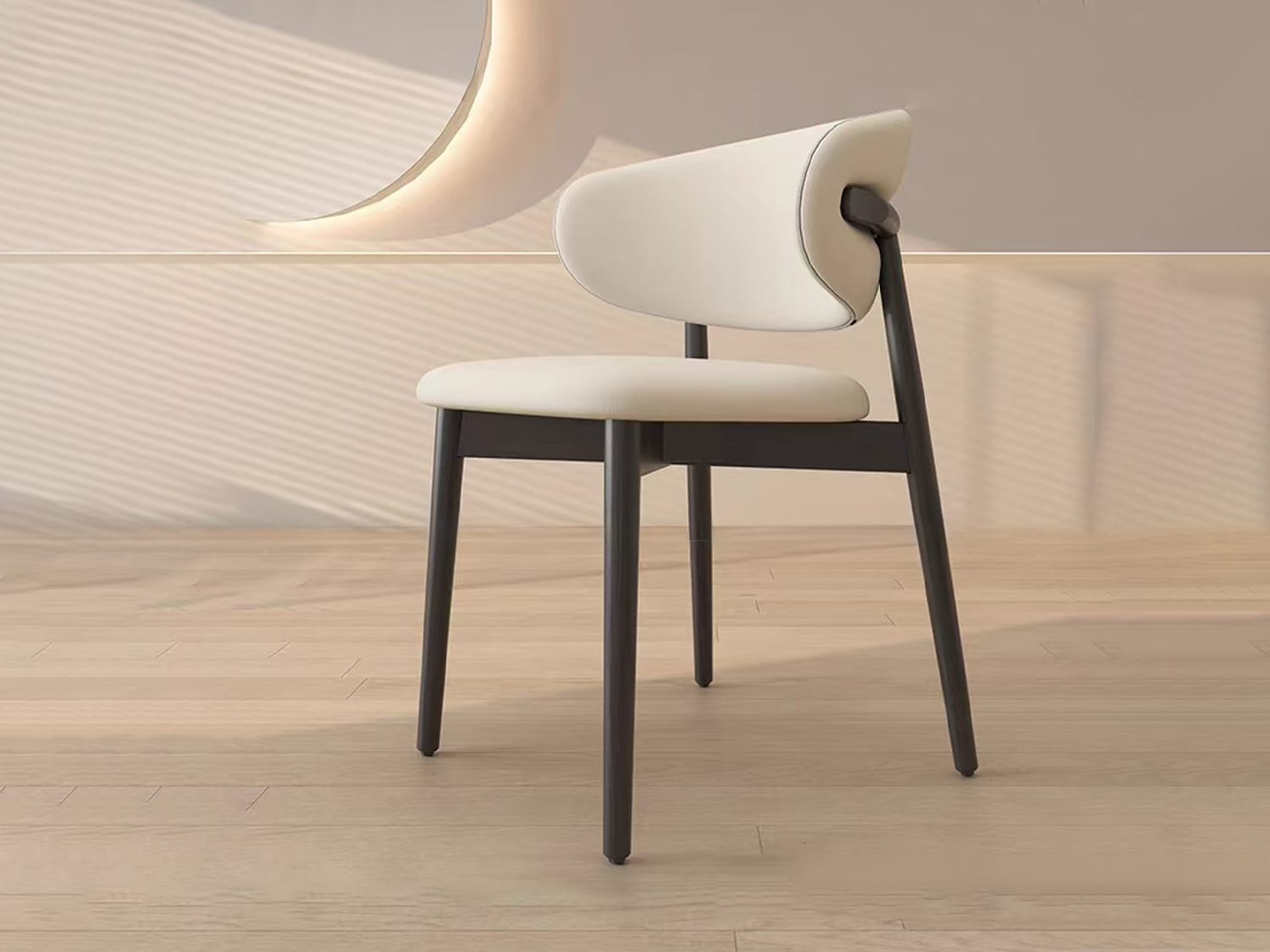 Troy Modern Wooden Leather Dining Chair-Walnut /Black/Natural | Agape ...