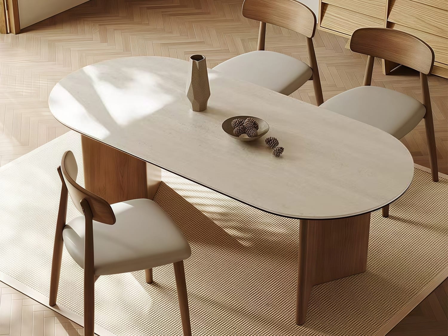 Hawker Travertine Sintered Stone Dining Table-140/160/180/200/220CM ...