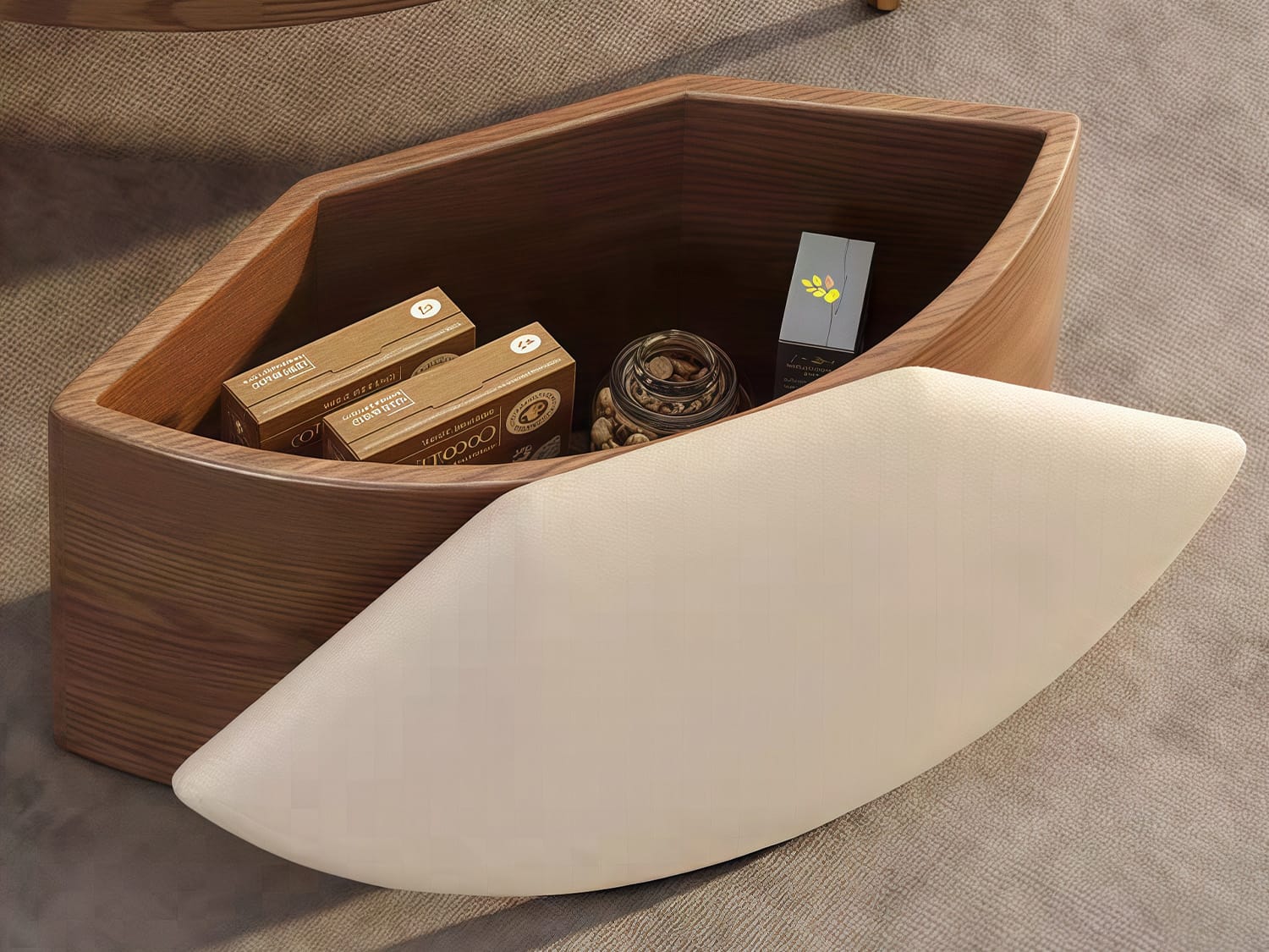 Watkins Wooden Storage Stool | Agape Furniture