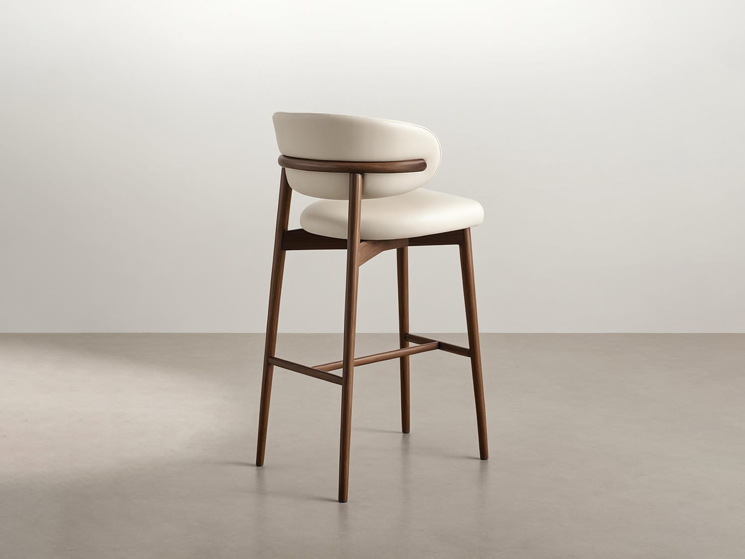 Troy Wooden Leather Bar Stool-Walnut/Black/Natural | Agape Furniture