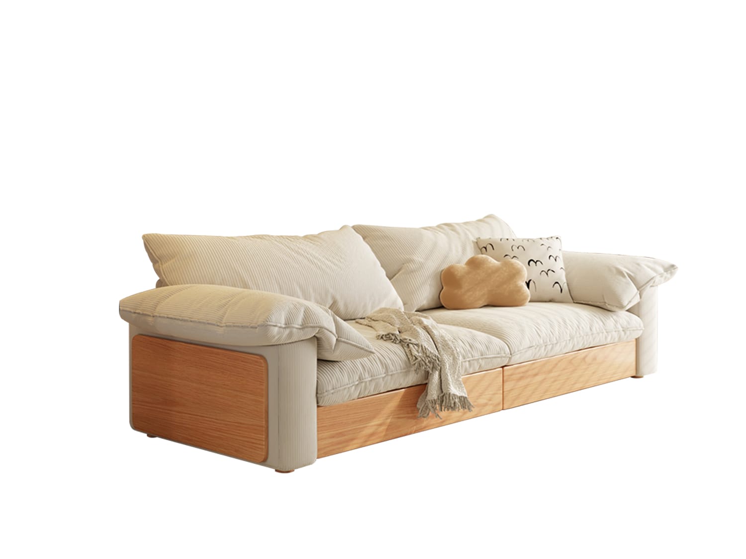 Pasha Modern Design Extension Sofa Bed-Off-White/Blackish Green-210CM/250CM | Agape Furniture