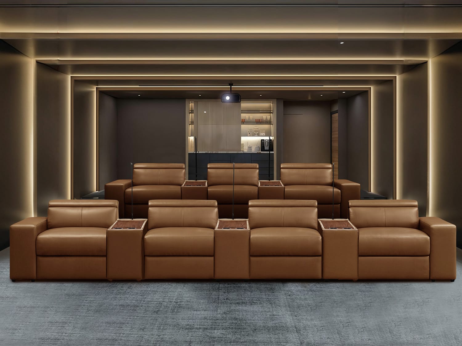 Piora Leather Modular Electric 4-Seater Recliners Lounge with USB ...