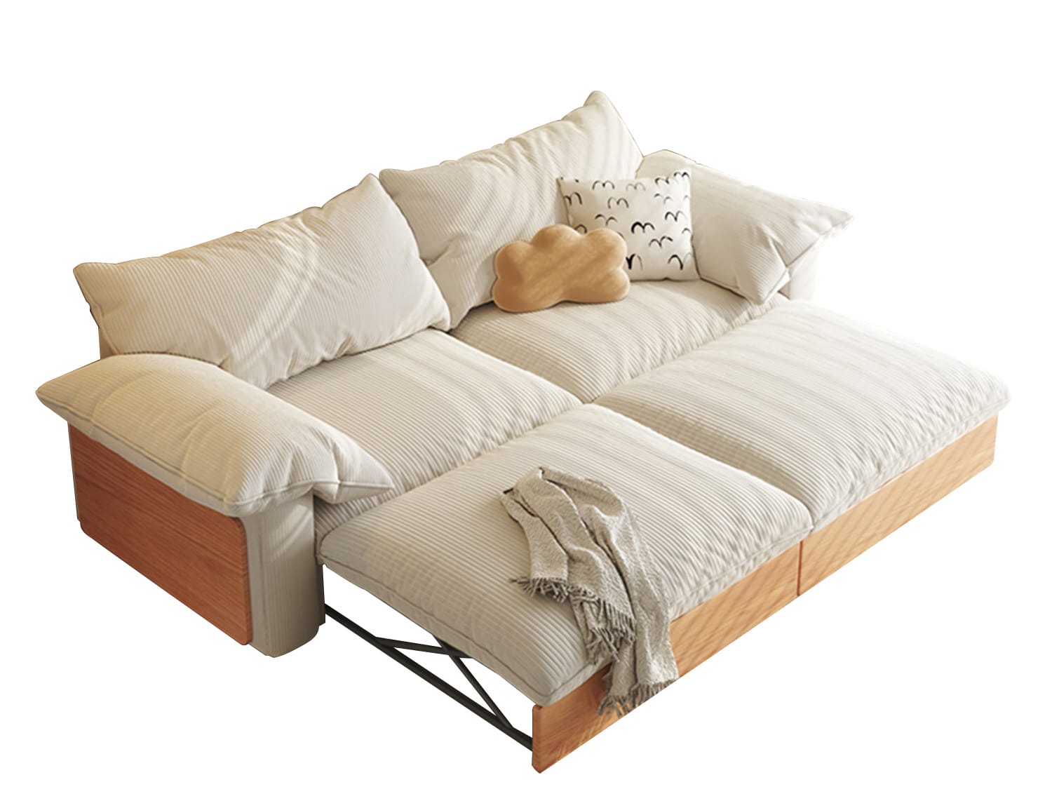 Pasha Modern Design Extension Sofa Bed-Off-White/Blackish Green-210CM ...