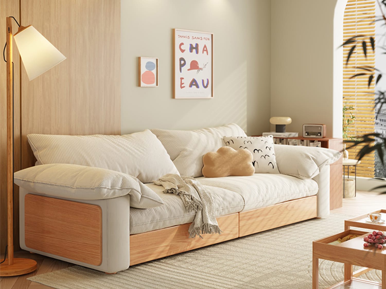 Pasha Modern Design Extension Sofa Bed-Off-White/Blackish Green-210CM ...