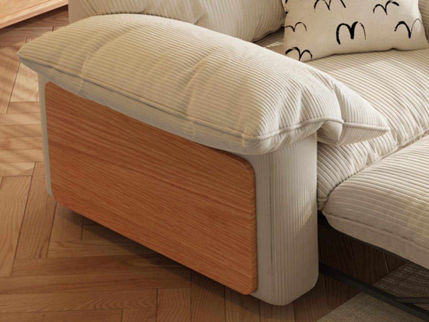 Pasha Modern Design Extension Sofa Bed-Off-White/Blackish Green-210CM/250CM | Agape Furniture