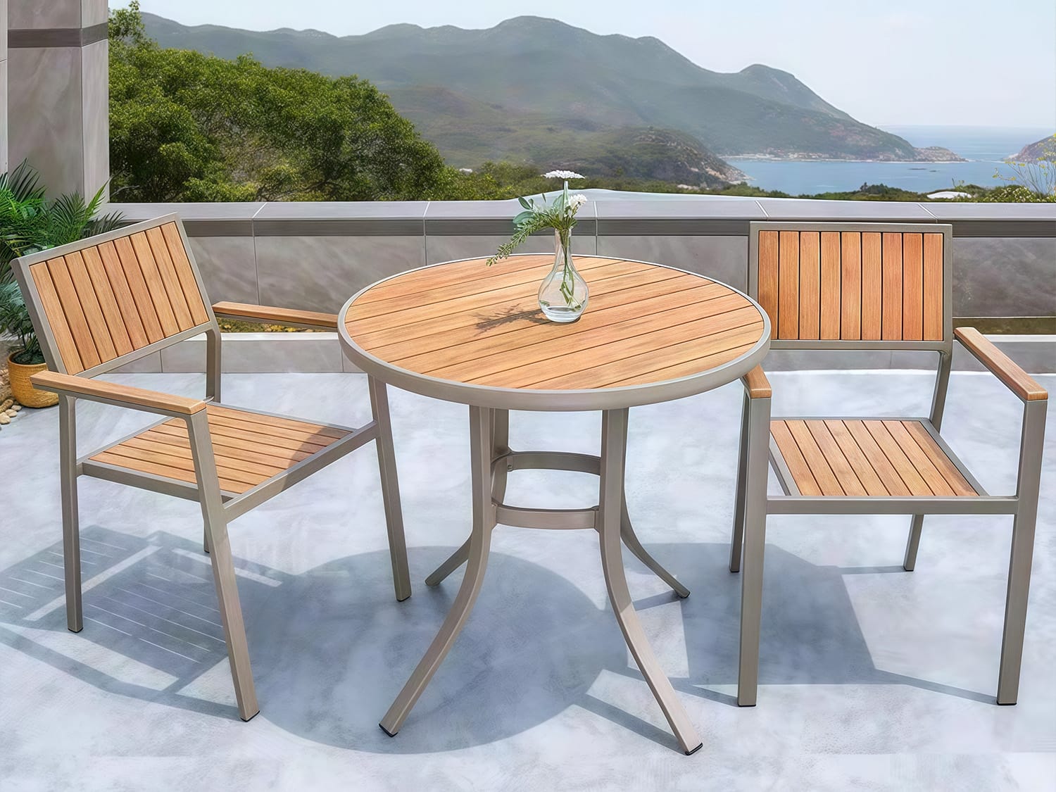 Buzz Outdoor WPC Top with Aluminium Frame Round Dining Table | Agape ...