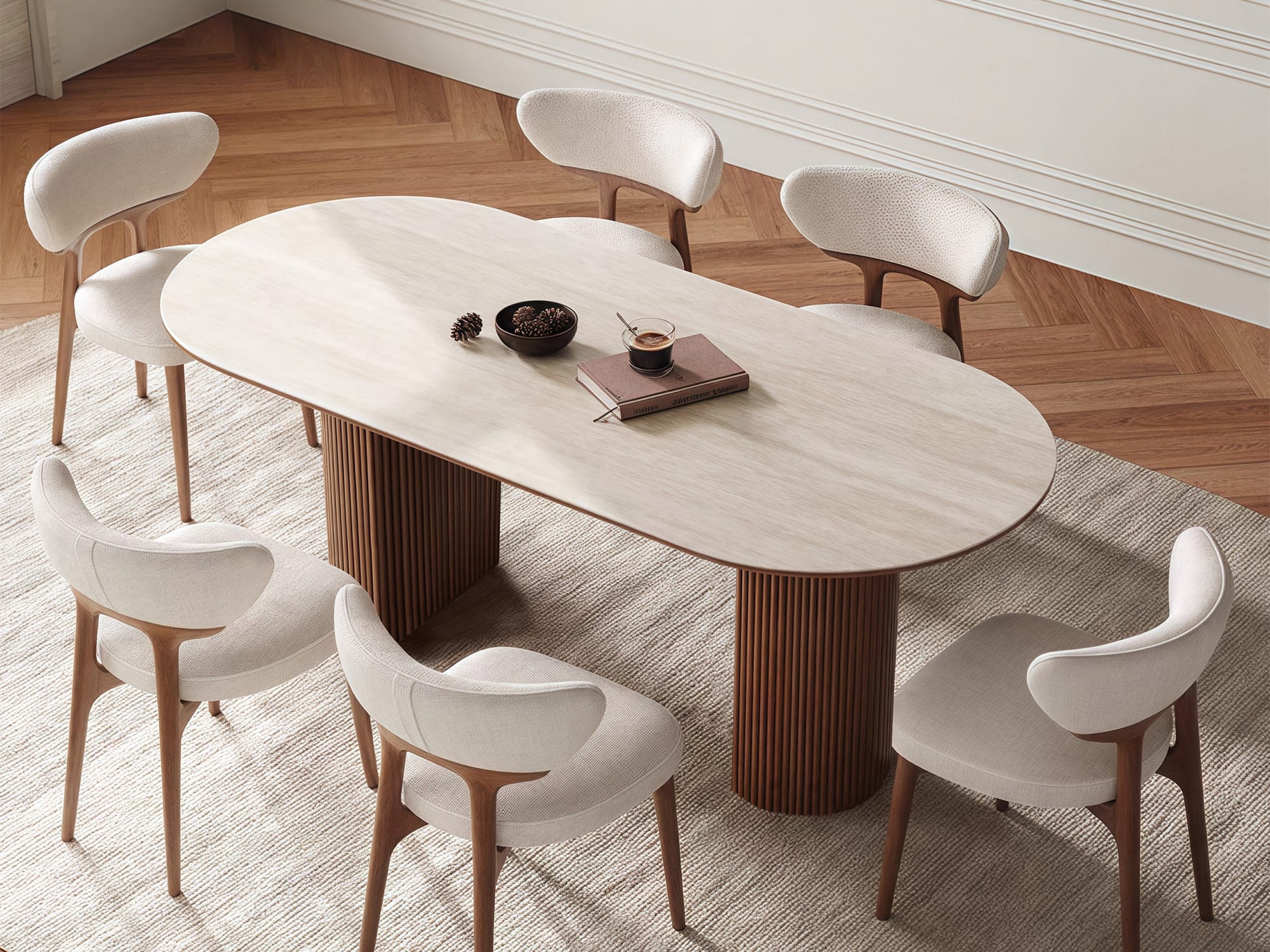 Perth Rock Travertine Sintered Stone Dining Table- Walnut-140/160/180 ...