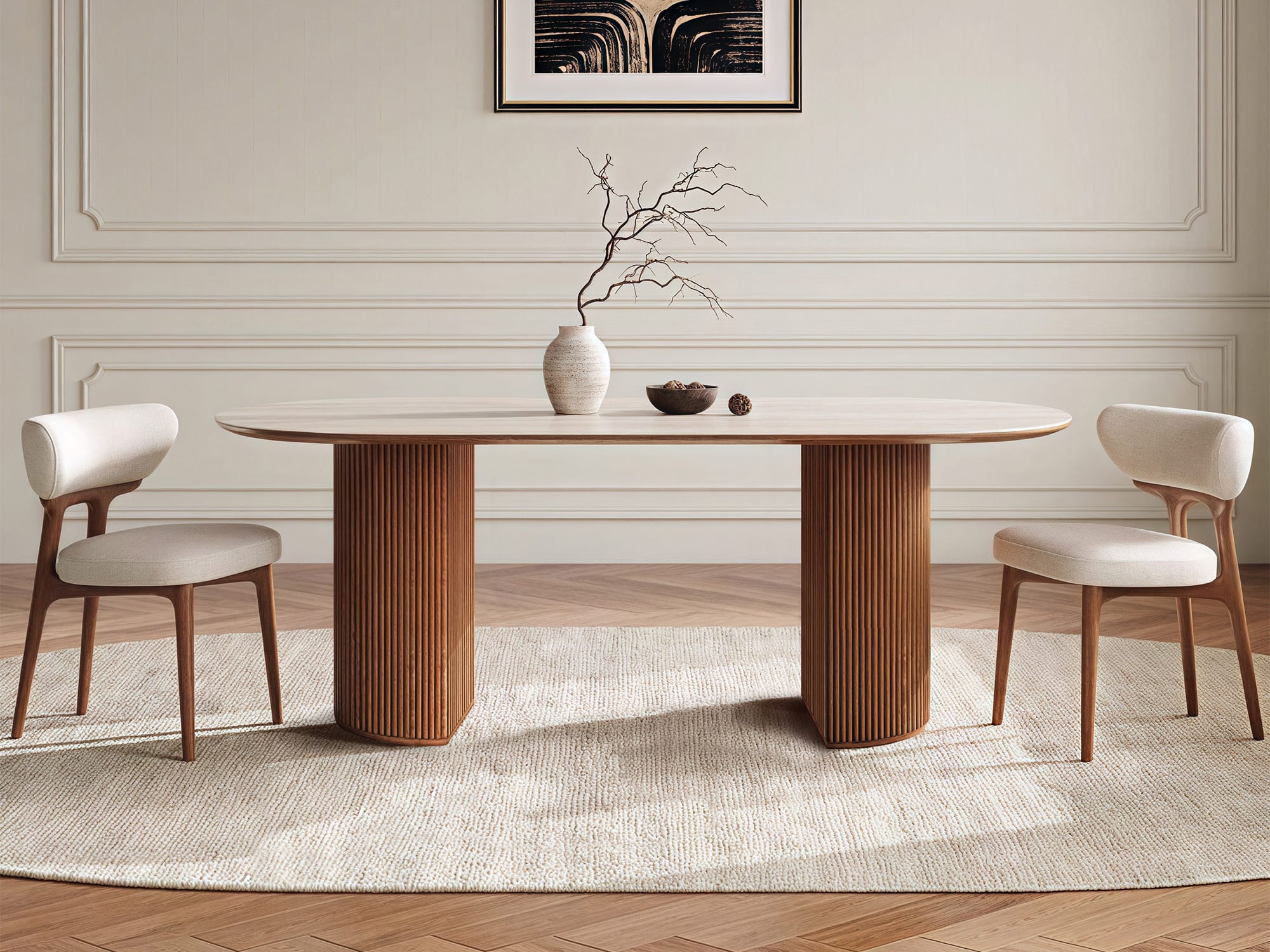 Perth Rock Travertine Sintered Stone Dining Table- Walnut-140/160/180 ...