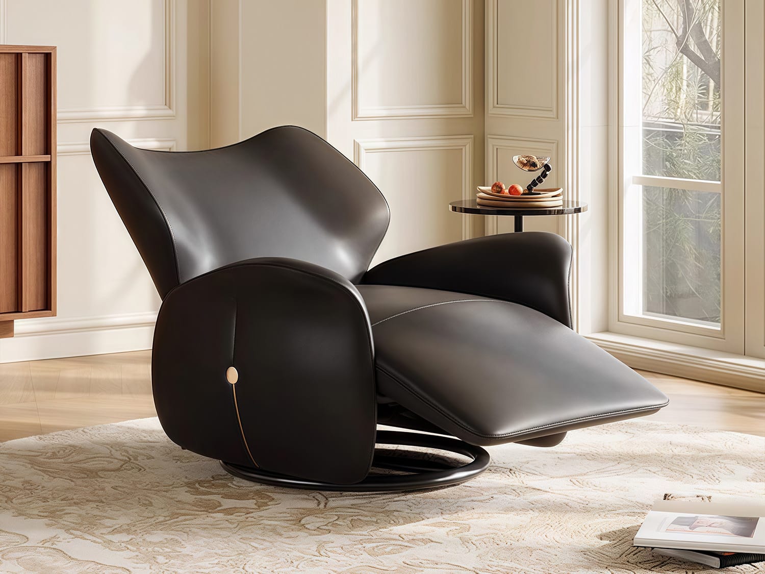 Buxton 30° Rocking & 360° Swivel Leather Electric Recliner With USB ...