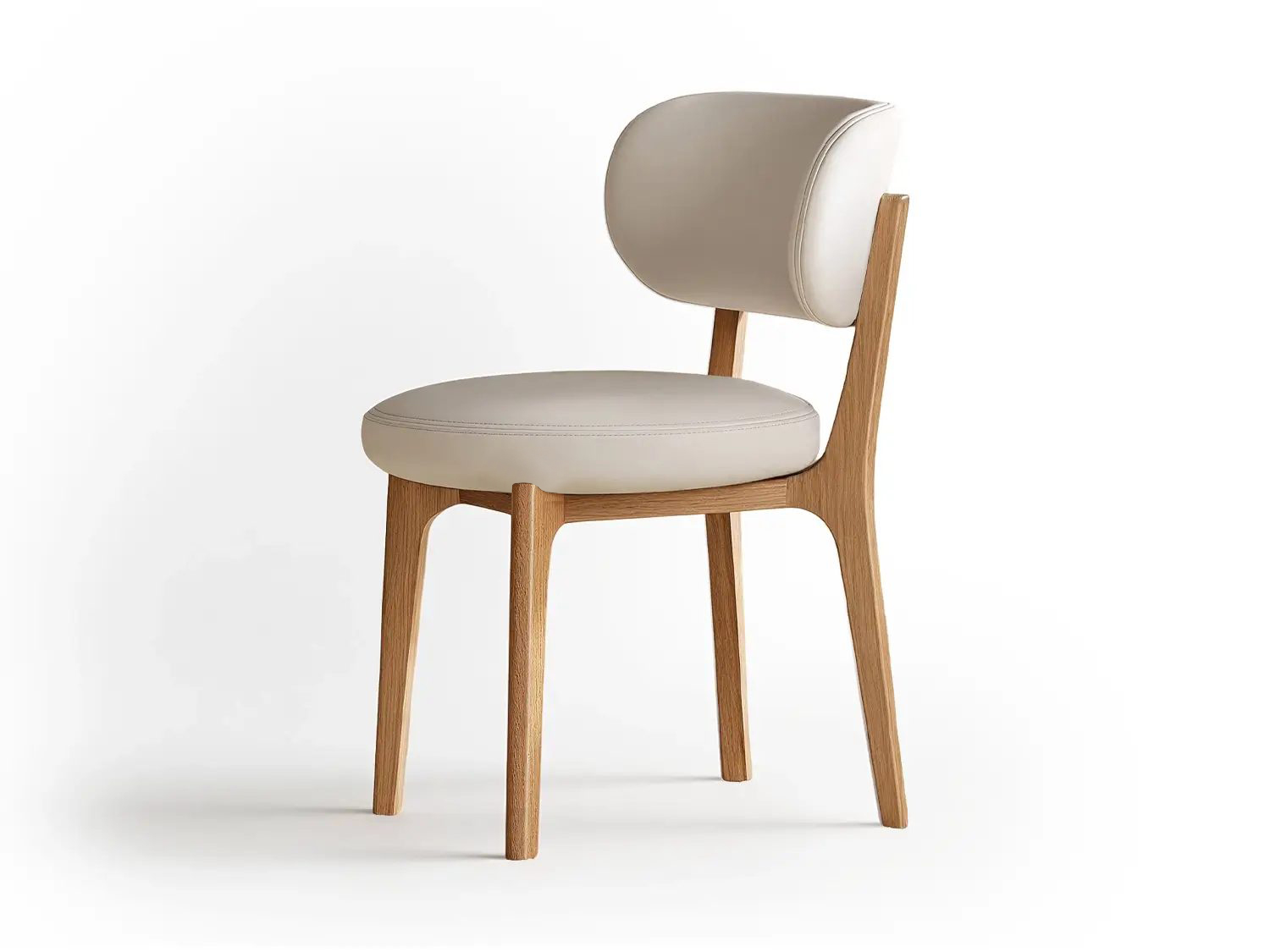 Mac Modern Wooden Leather Dining Chair-Natural-Cream/Black/Dark Blue ...
