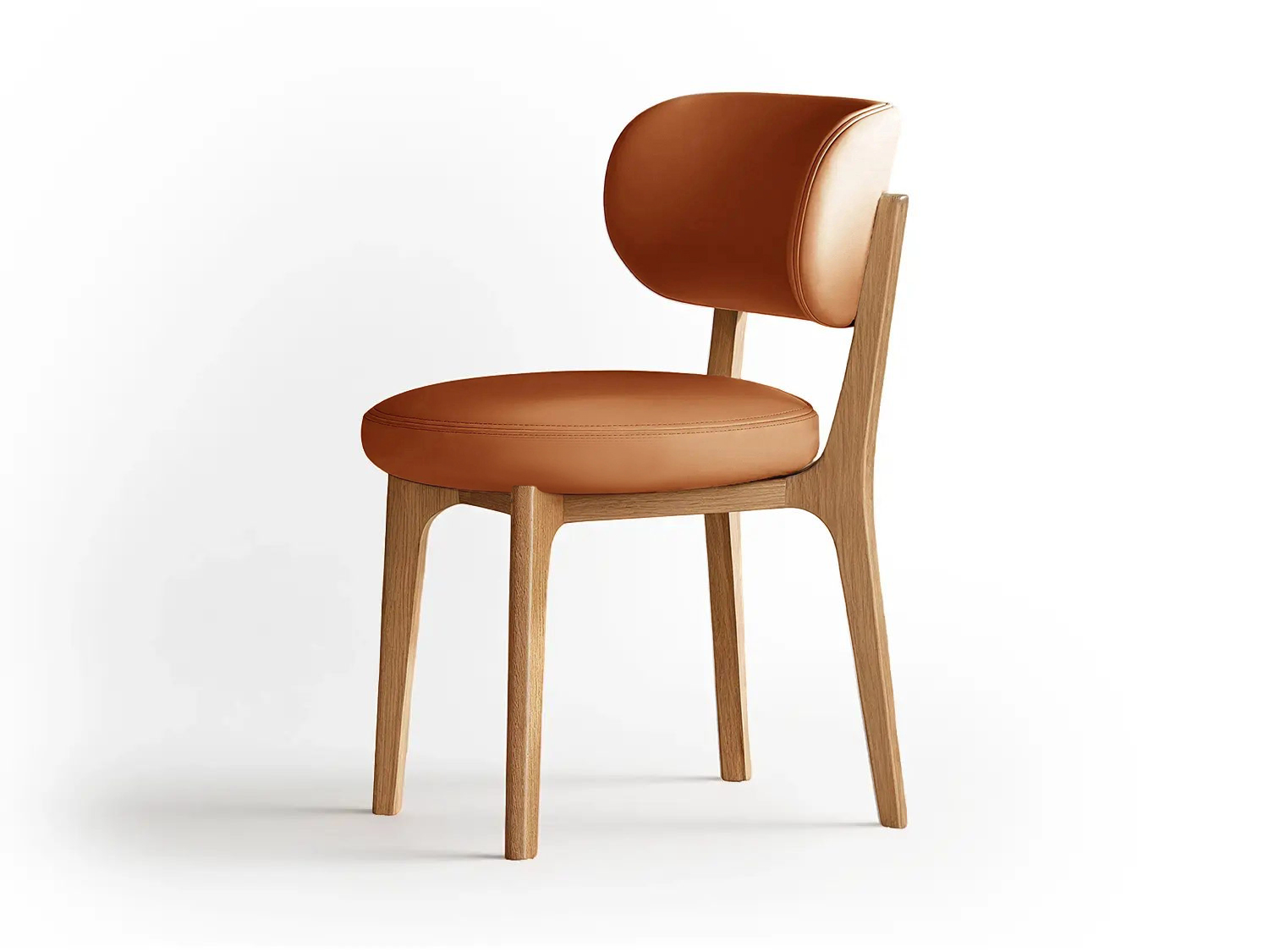 Mac Modern Wooden Leather Dining Chair-Natural-Cream/Black/Dark Blue ...