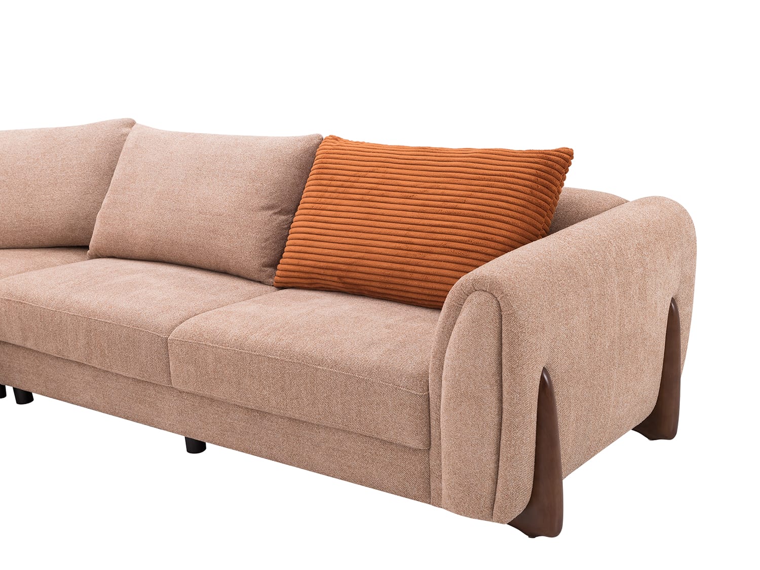 Globe Modern Corner Wedge Modular Sofa-Antique Rose/Off-White | Agape ...