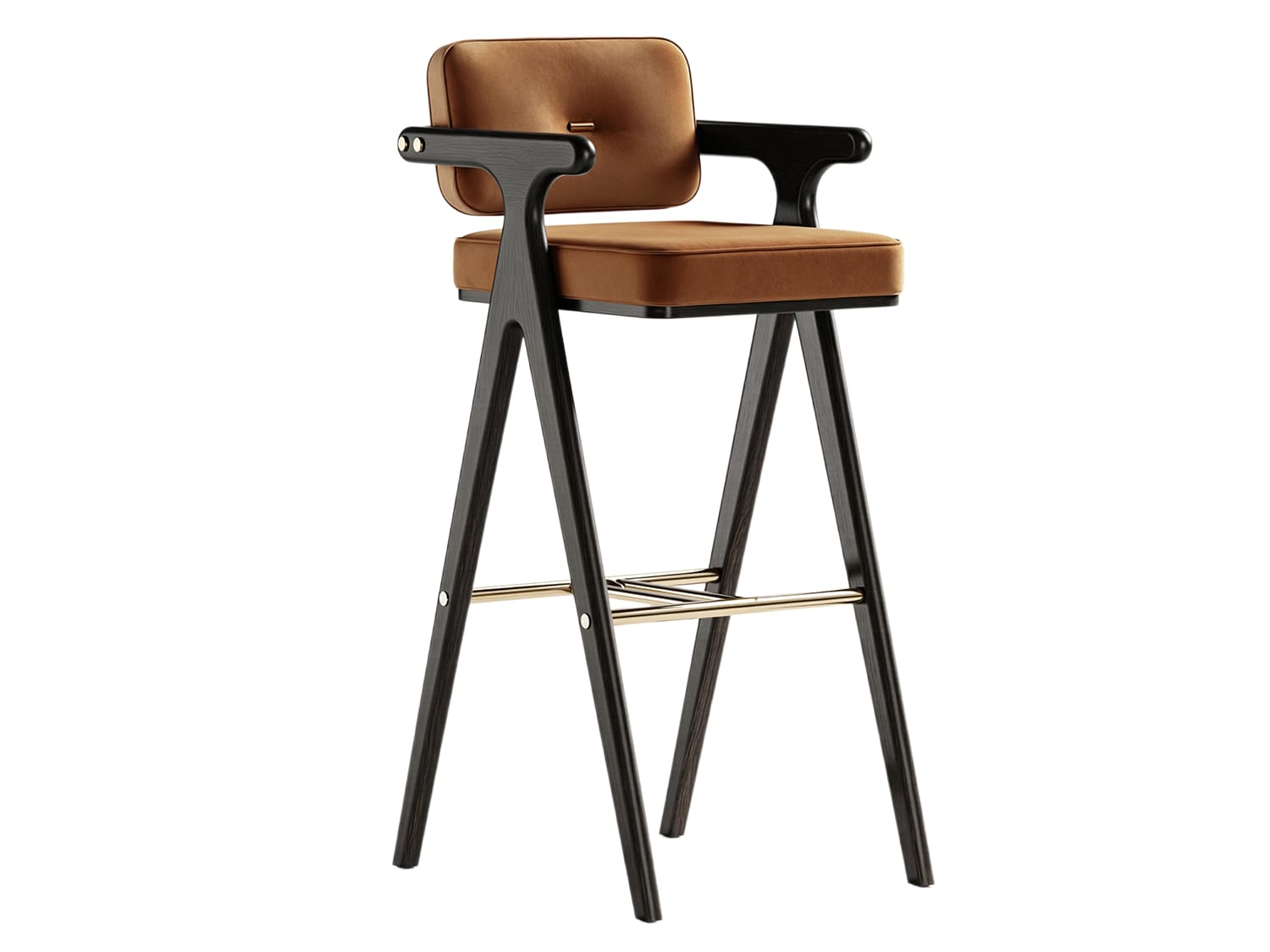 Kall Modern Velvet Bar Stool- Caramel/Grass Green/Ivory | Agape Furniture