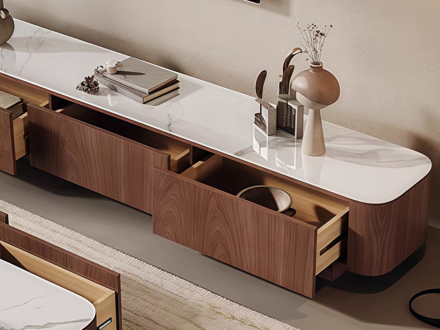 Sodaville Modern Extendable Sintered Stone TV Unit With Drawer-200CM ...