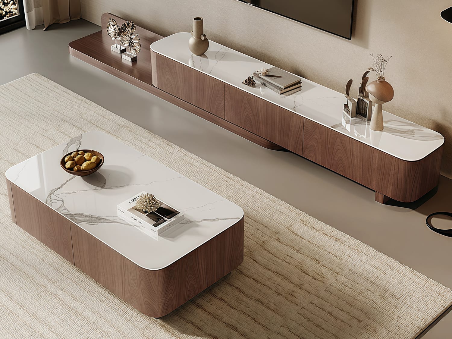 Sodaville Modern Sintered Stone Coffee Table With Drawer | Agape Furniture