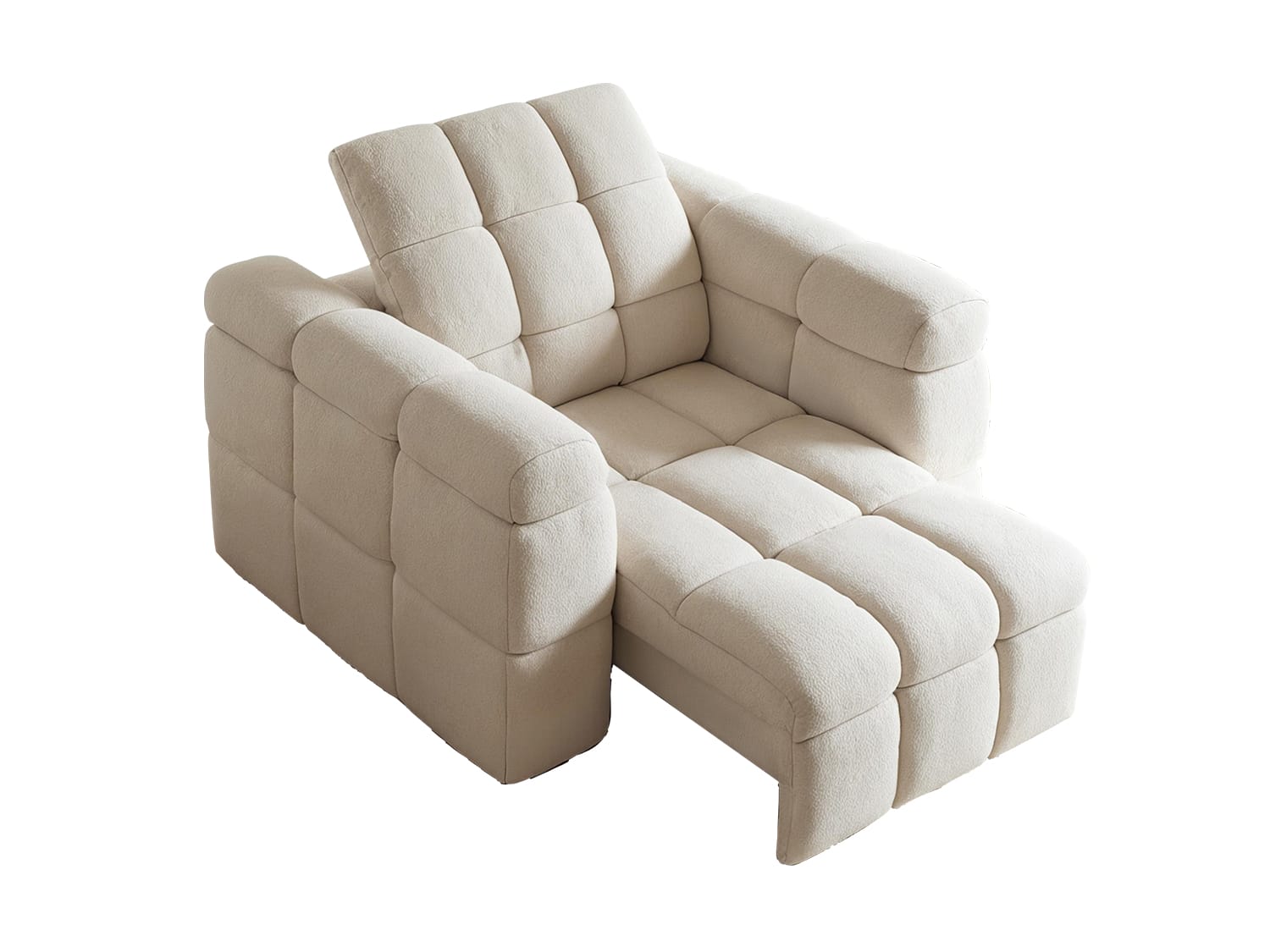 [Smart App Control]Crain Electric Bouclé Single Sofa Bed with Adjustable Headrests-Off-White ...