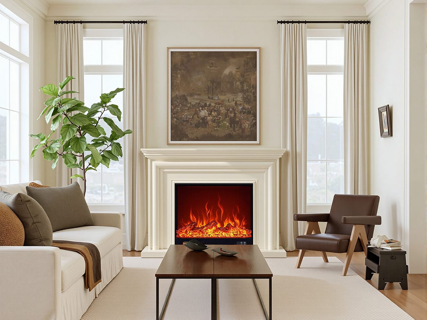 Saturnia Decorative/Electric Heater Fireplace with LED Optical ...