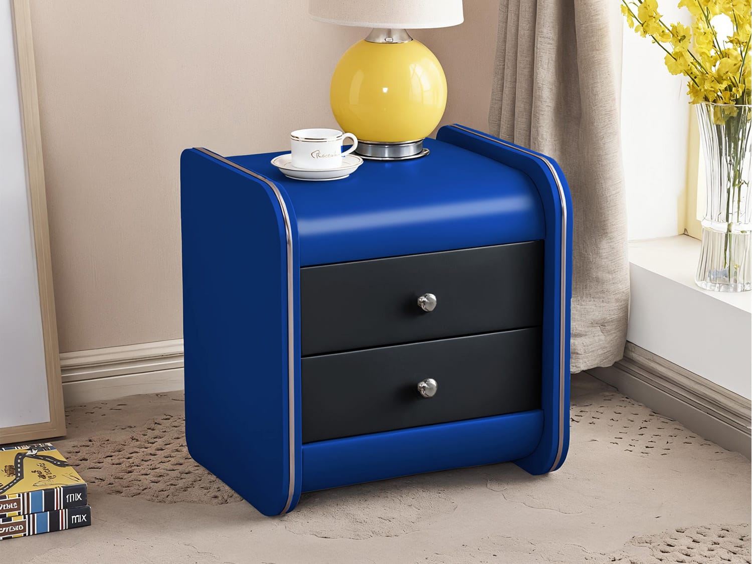 Kada Modern Leather Bedside Table | Agape Furniture