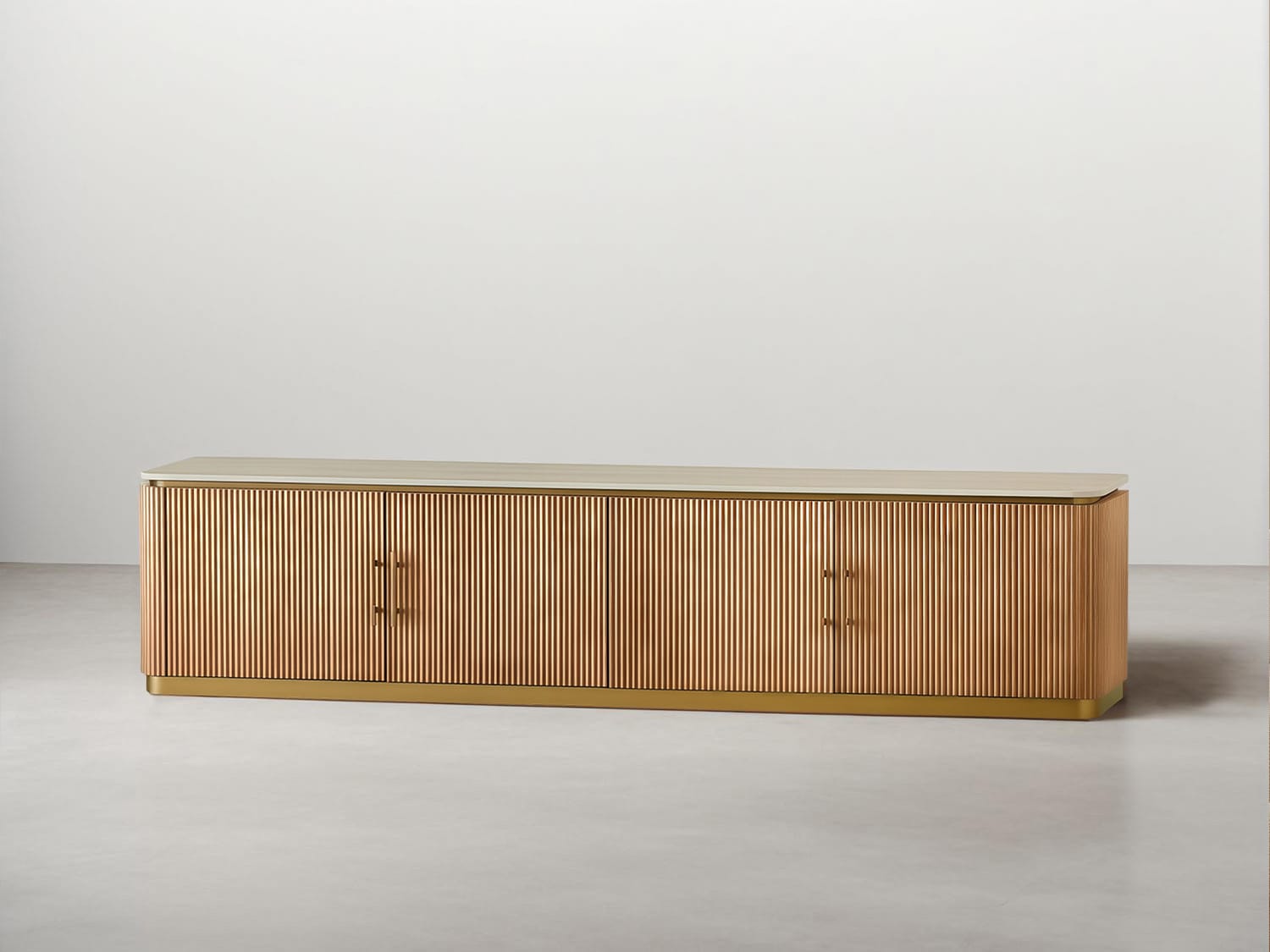 Nebo Travertine Sintered Stone TV Unit-Natural/Dark Walnut | Agape ...