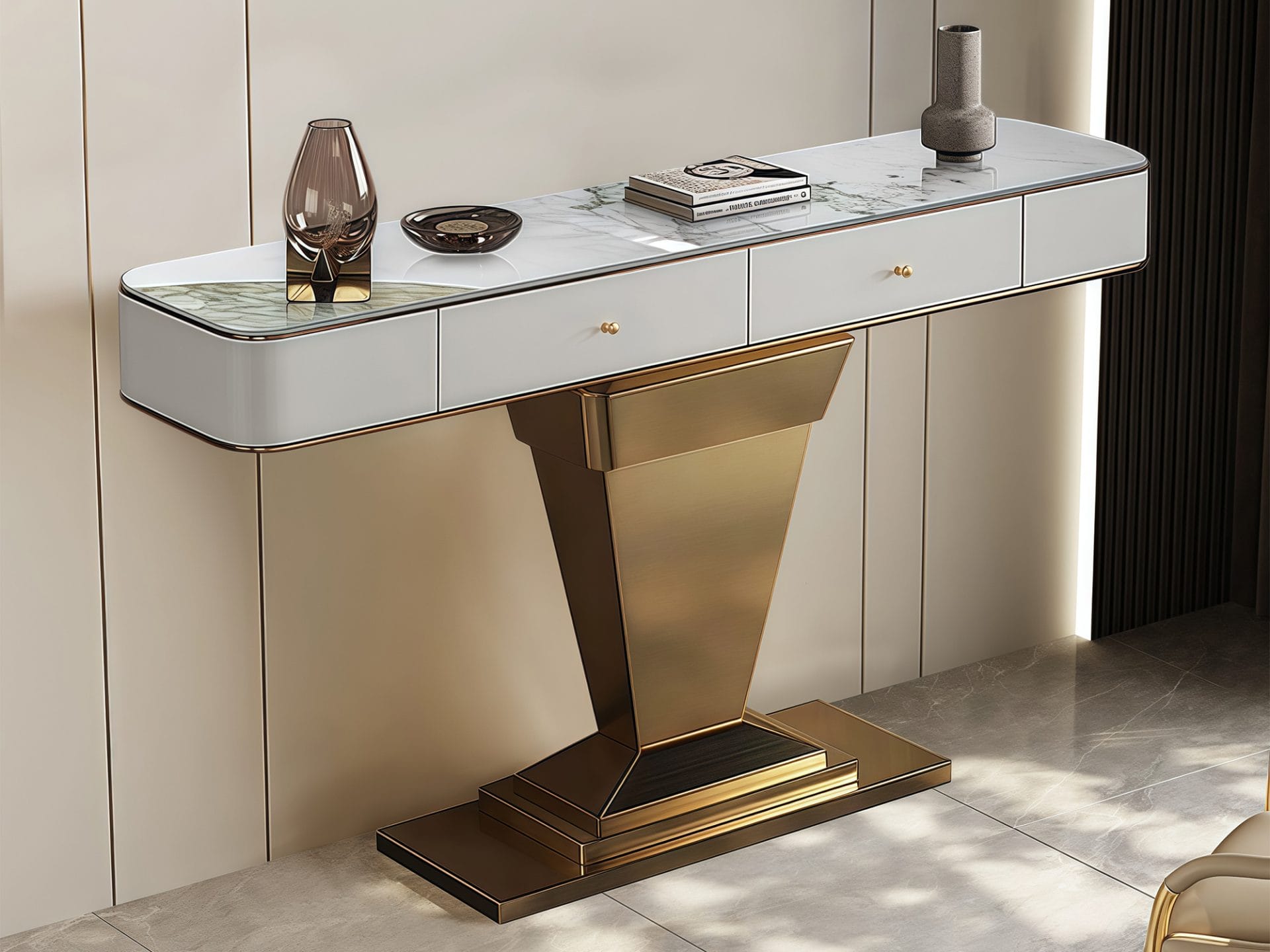 Mcinlay Marble Sintered Stone Console Table-120CM/150CM | Agape Furniture