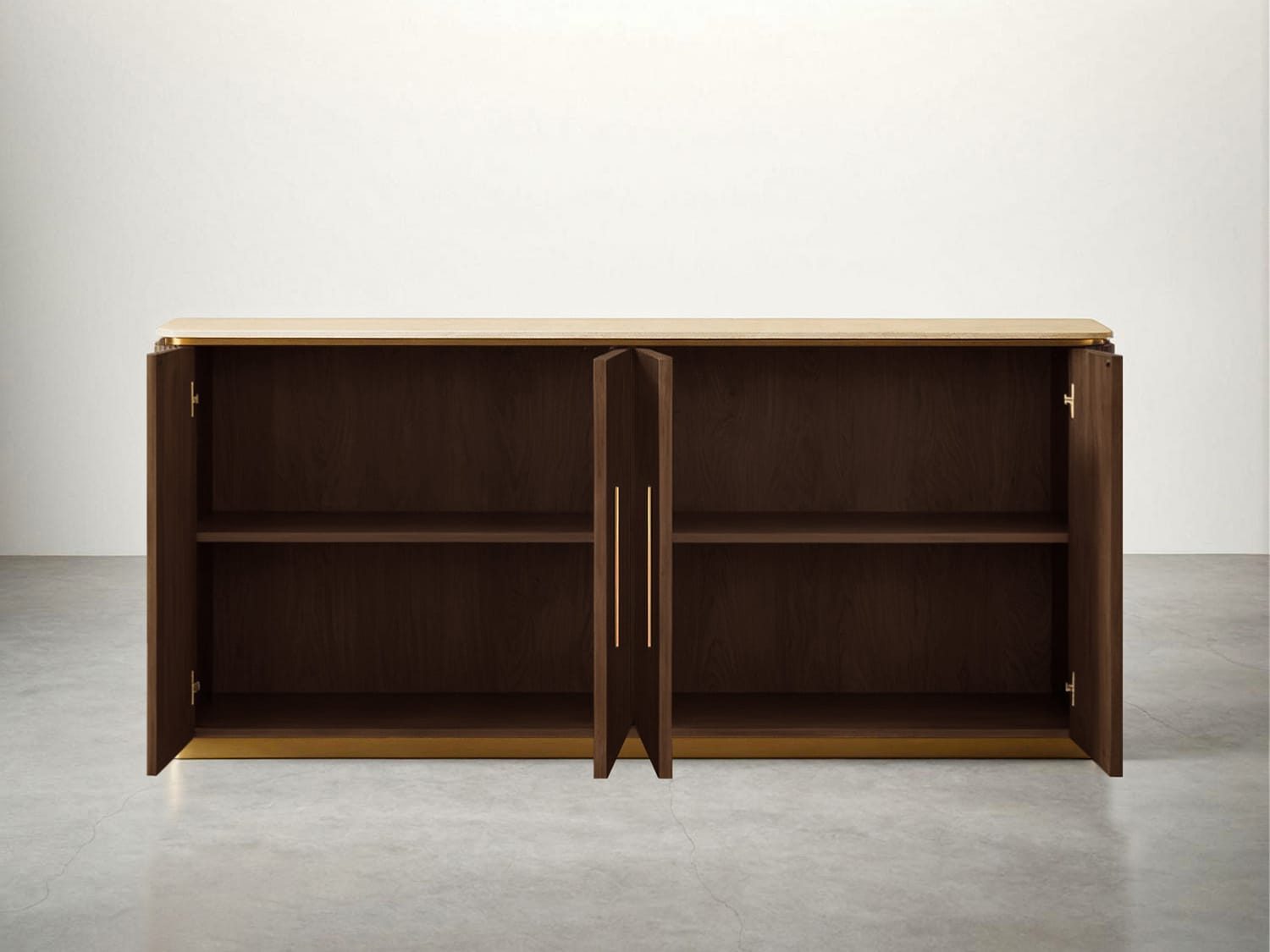 Nebo Travertine Sintered Stone Buffet-180CM-Natural/Dark Walnut | Agape ...