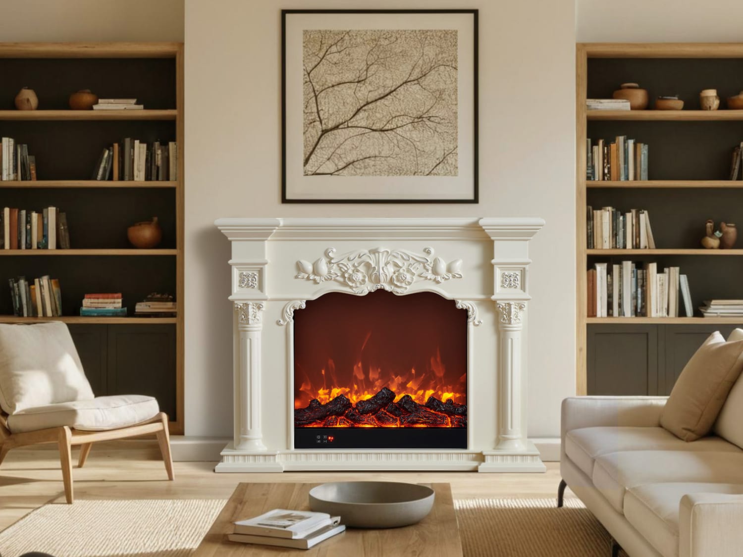 Deford Decorative/Electric Heater Fireplace with LED Optical Artificial ...